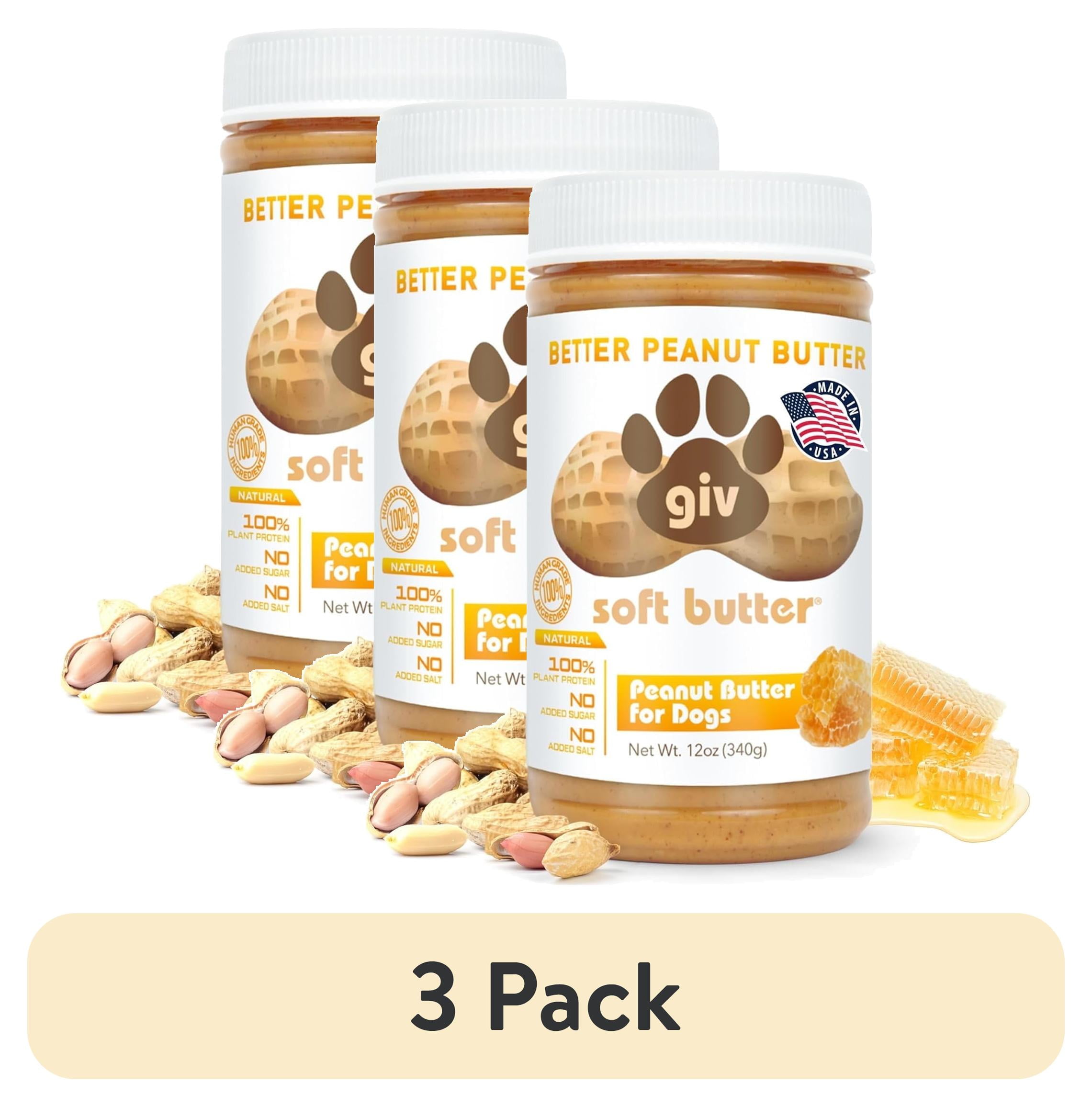(3 pack) giv soft butter All Natural Human Grade Peanut Butter for Dogs ...