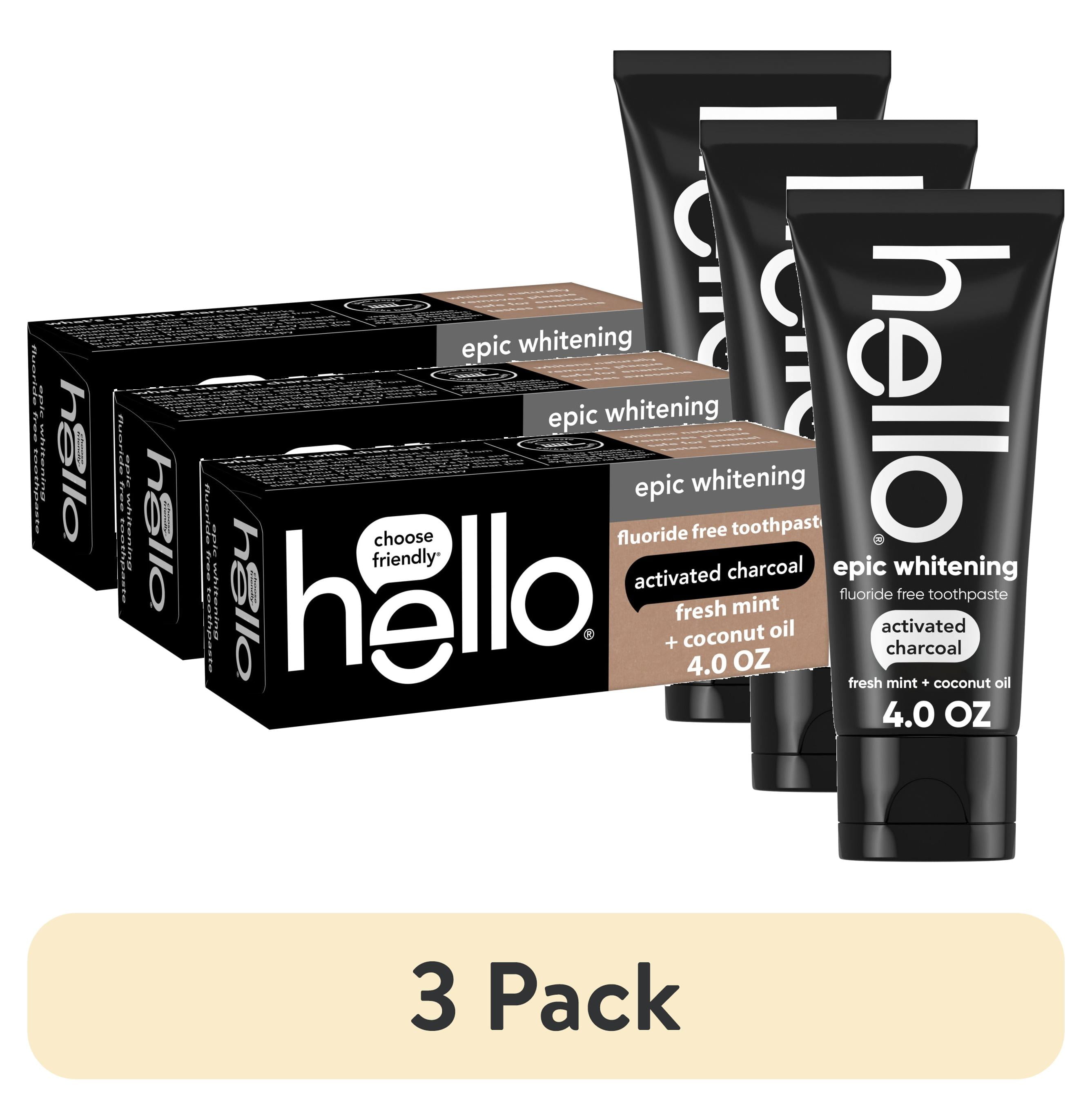 (3 pack) hello Epic Whitening Charcoal Fluoride Free Toothpaste, Fresh ...