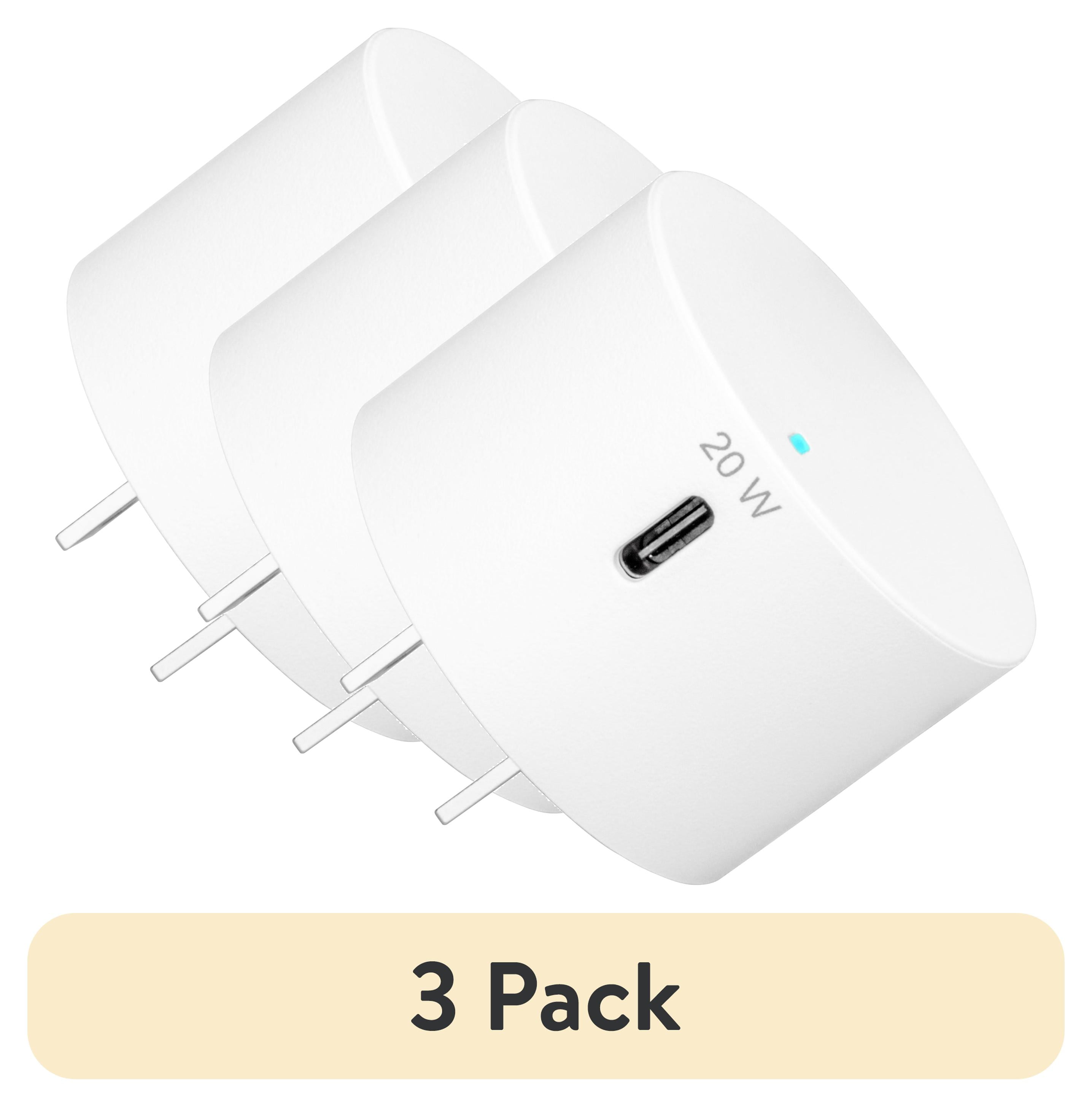 (3 pack) onn 20W Single USB-C Port Wall Charger, Fast Charging, USB-IF ...