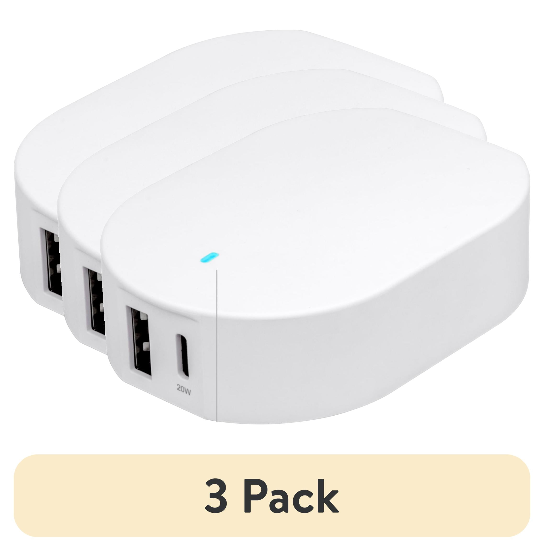 (3 pack) onn 32W Dual USB-C and USB-A Port Wall Charger, Fast Charging ...
