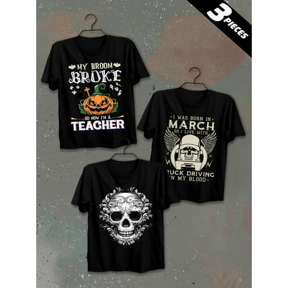 3 pack pc pieces set piece halloween funny t shirtst shirt for men 180G ...