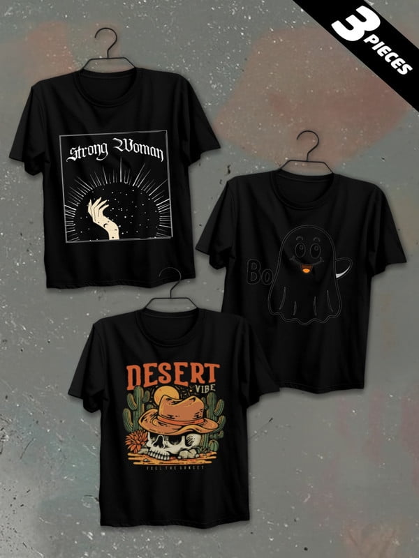 3 pack pc pieces set piece halloween t shirtsplain for men 180G 100% ...