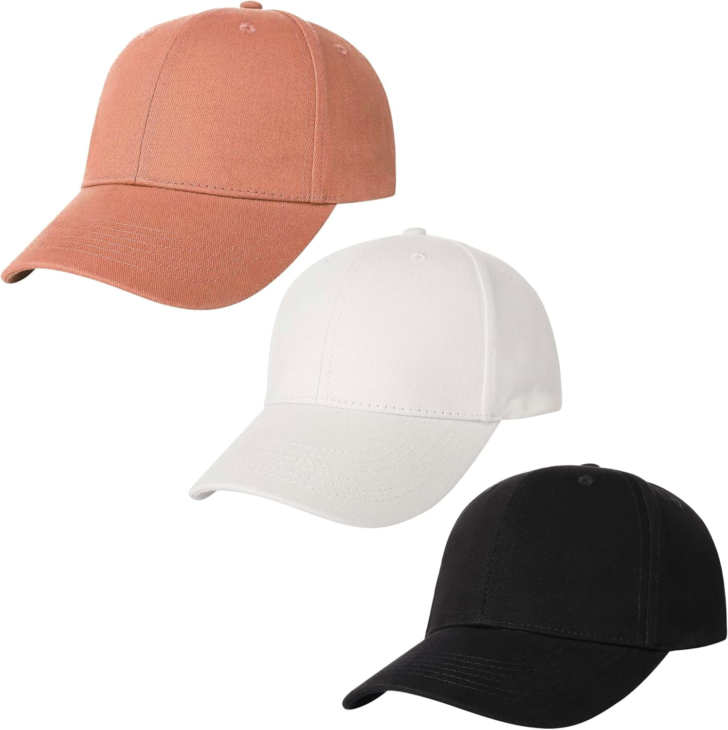 3 pack plain cotton strapback baseball hat adjustable low profile blank ...