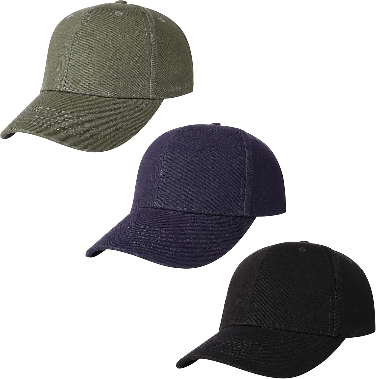 3 pack plain cotton strapback baseball hat adjustable low profile blank ...