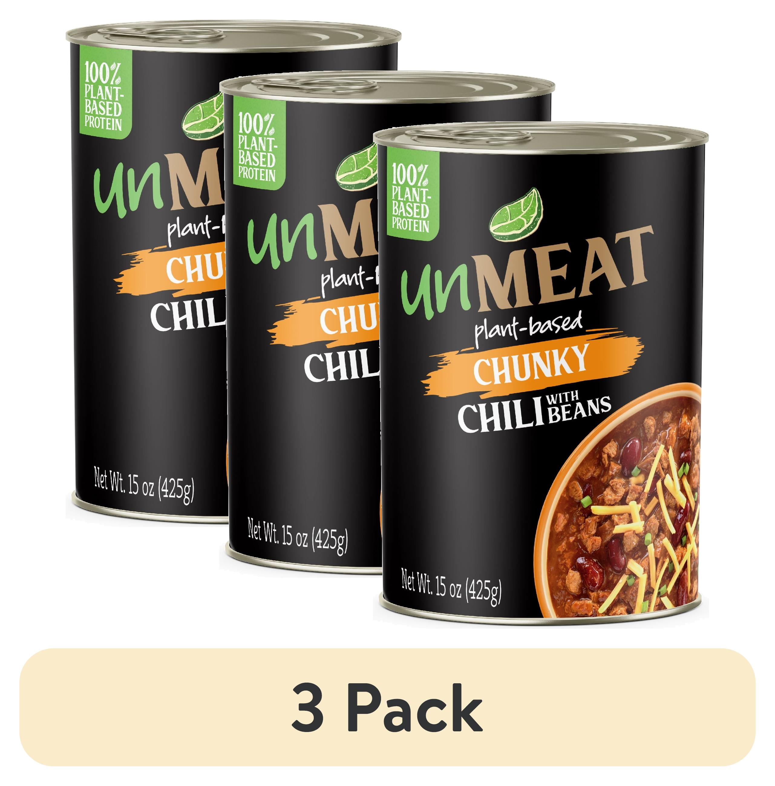 (3 pack) unMEAT Chunky Chili with Beans Extra Protein 15 oz Can ...