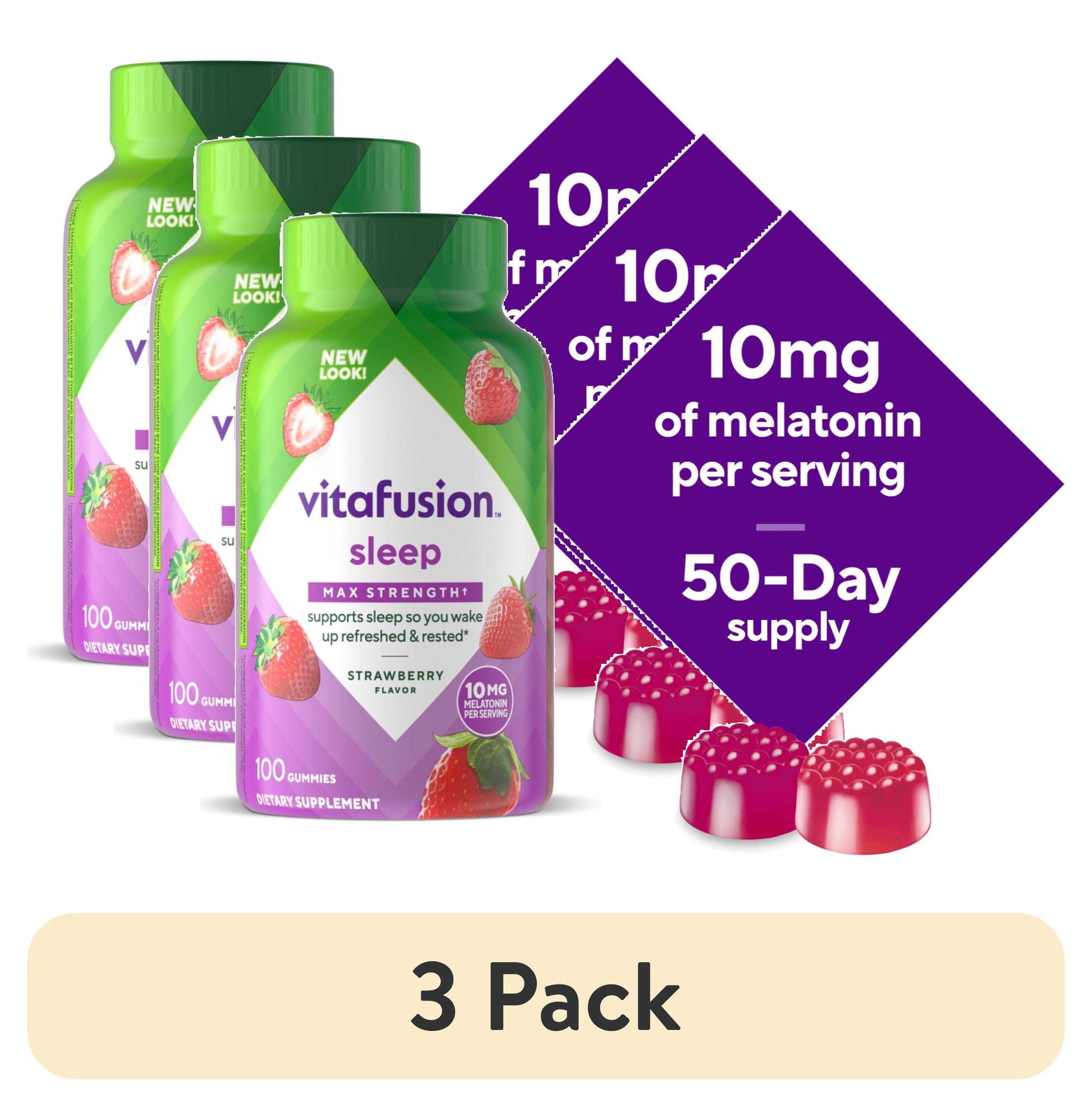 (3 pack) vitafusion Max Strength Melatonin Sleep Aid Gummy Supplements ...