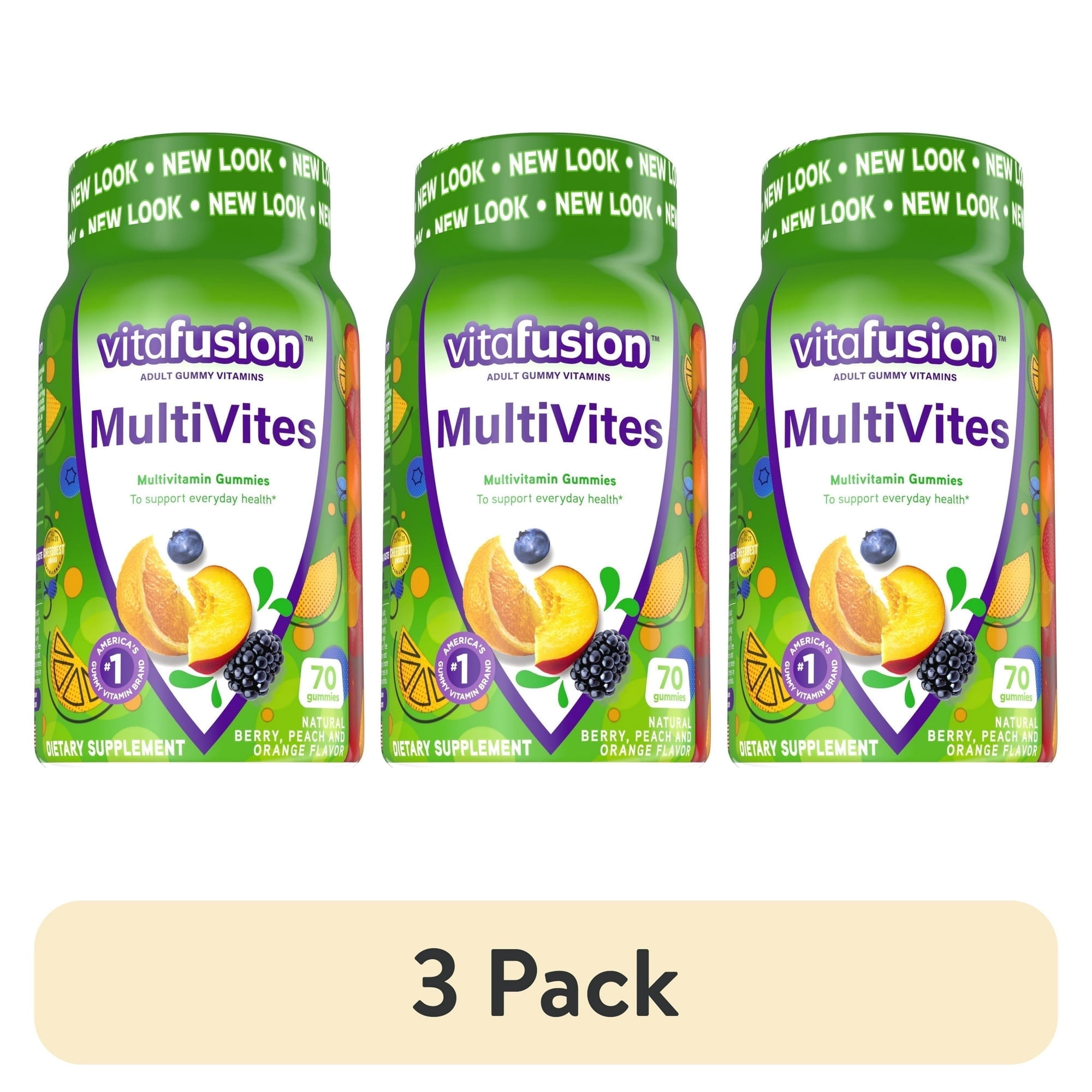 (3 pack) vitafusion MultiVites Gummy Multivitamins for Adults, Berry ...