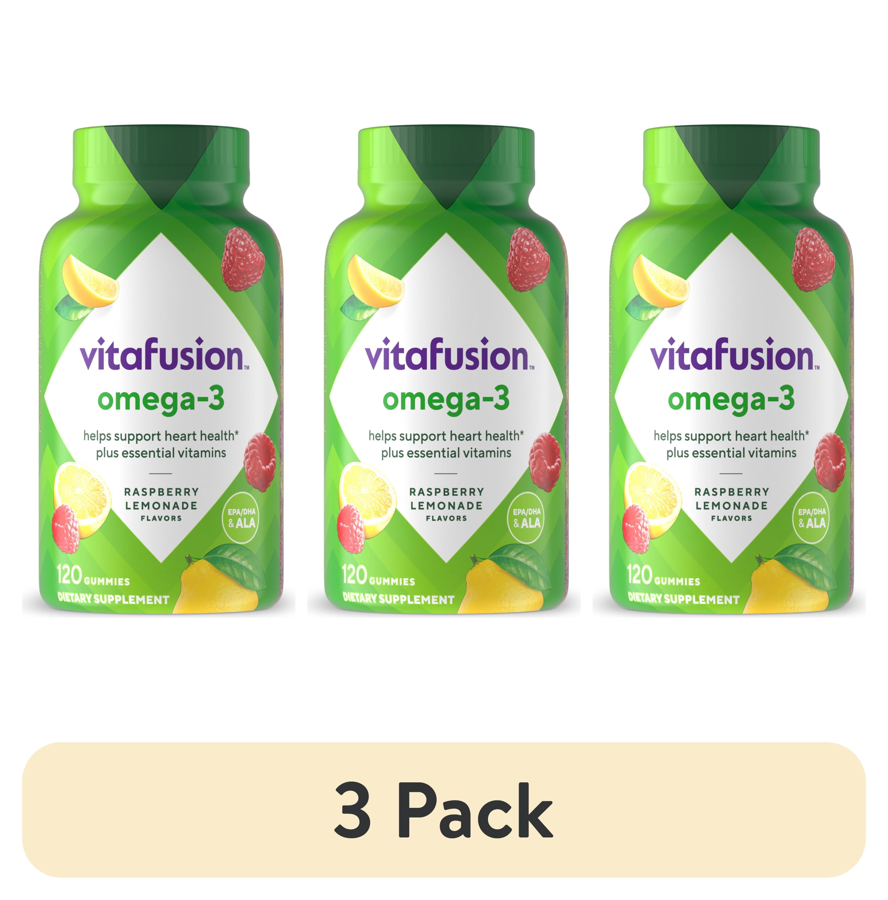 (3 pack) vitafusion Omega-3 Gummy Vitamins, Berry Lemonade Flavor Heart ...