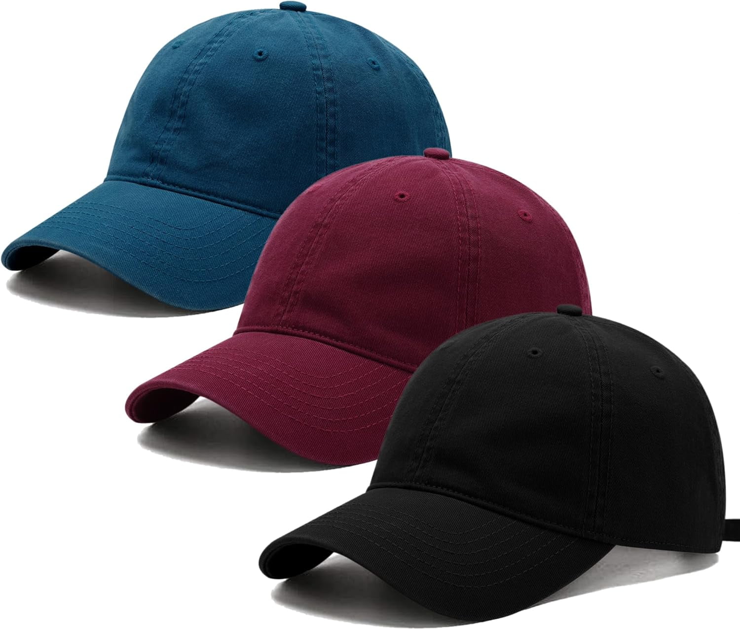3 pack washed plain vintage baseball cap cotton adjustable twill bulk ...