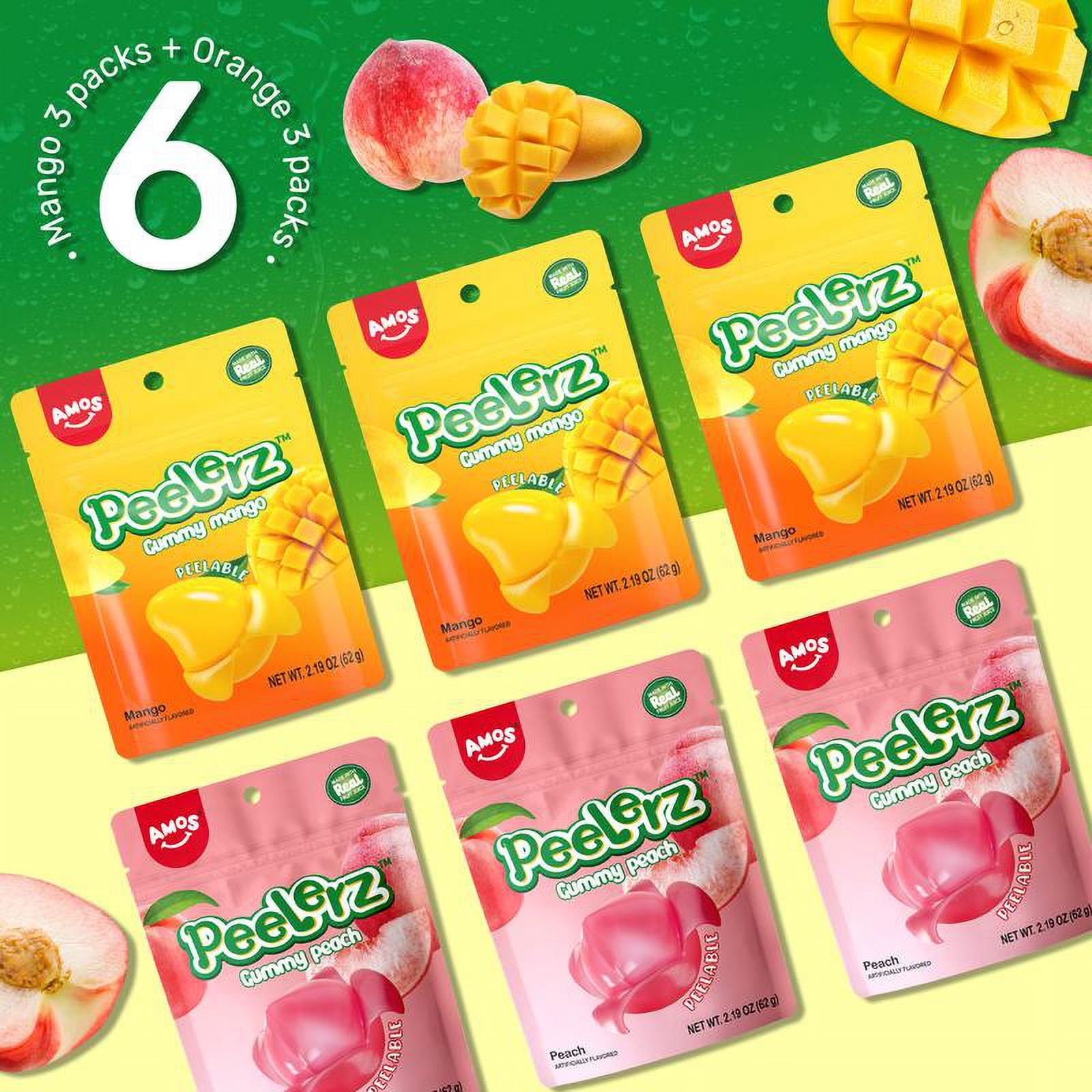 3 packs / 6 mixed packs AMOS Peelable Gummy Peelerz Gummy Mango and ...