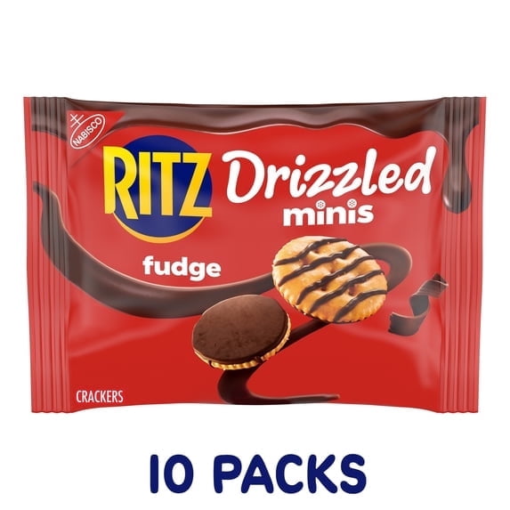3 packs-RITZ Drizzled Minis Fudge Crackers, Bulk Lunch Snacks for Kids ...