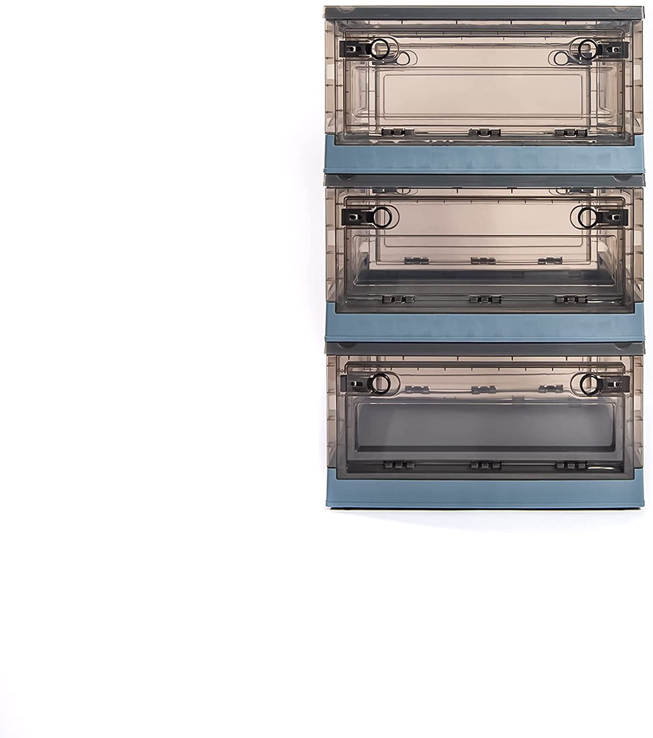 3 packs Storage Bins Side Opening, Stackable Lid Collapsible, Foldable ...