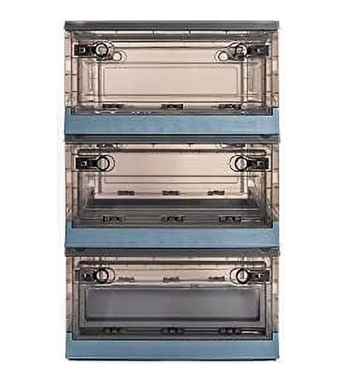 3 packs Storage Bins Side Opening, Stackable Lid Collapsible, Foldable ...