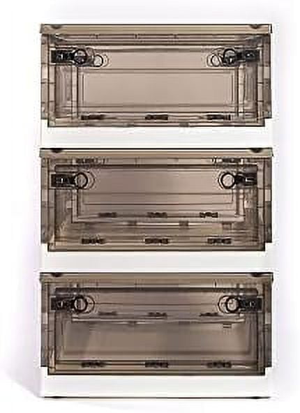 3 packs Storage Bins Side Opening, Stackable Lid Collapsible, Foldable ...