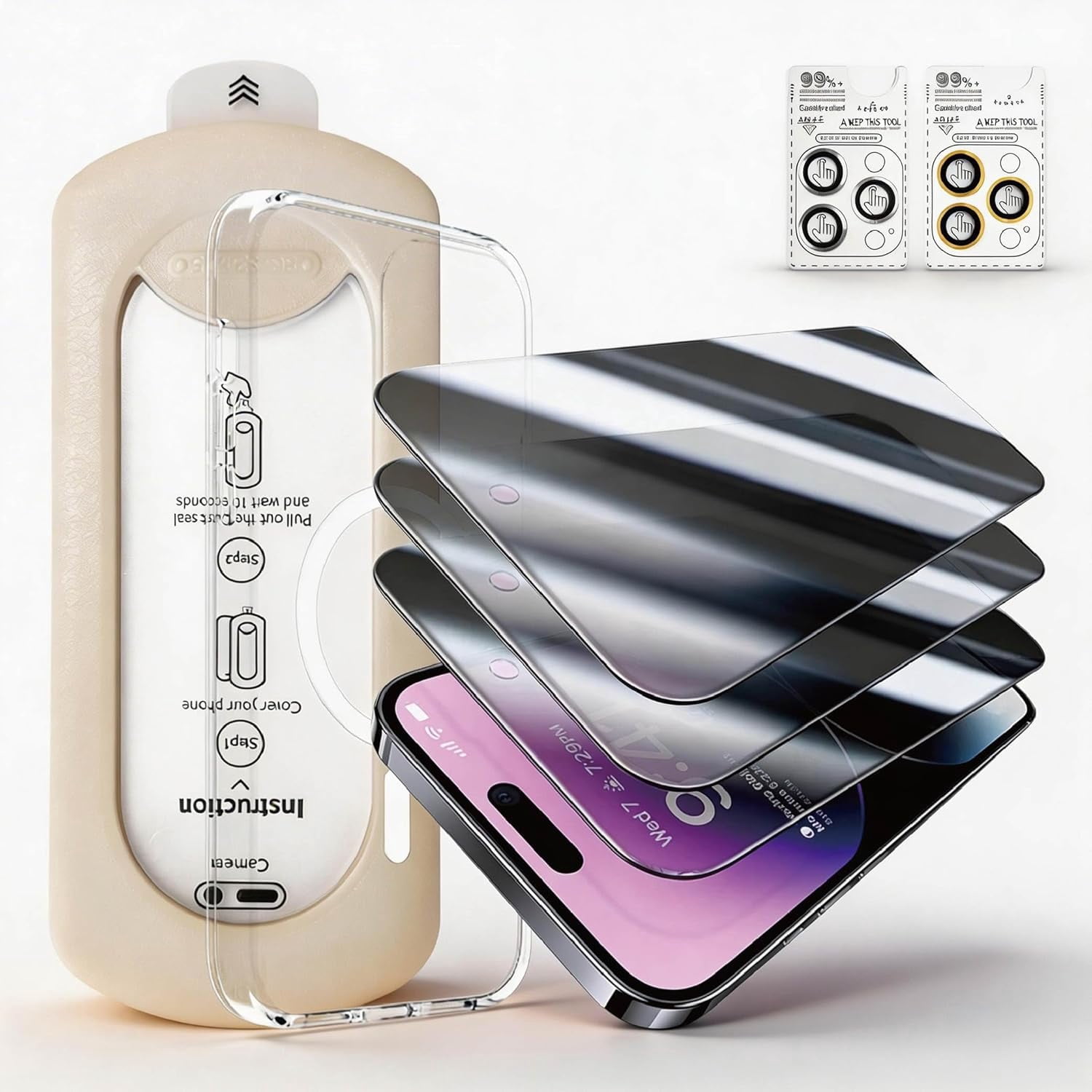 3 packs of privacy screen protectors suitable for 17, anti-spy hard ...