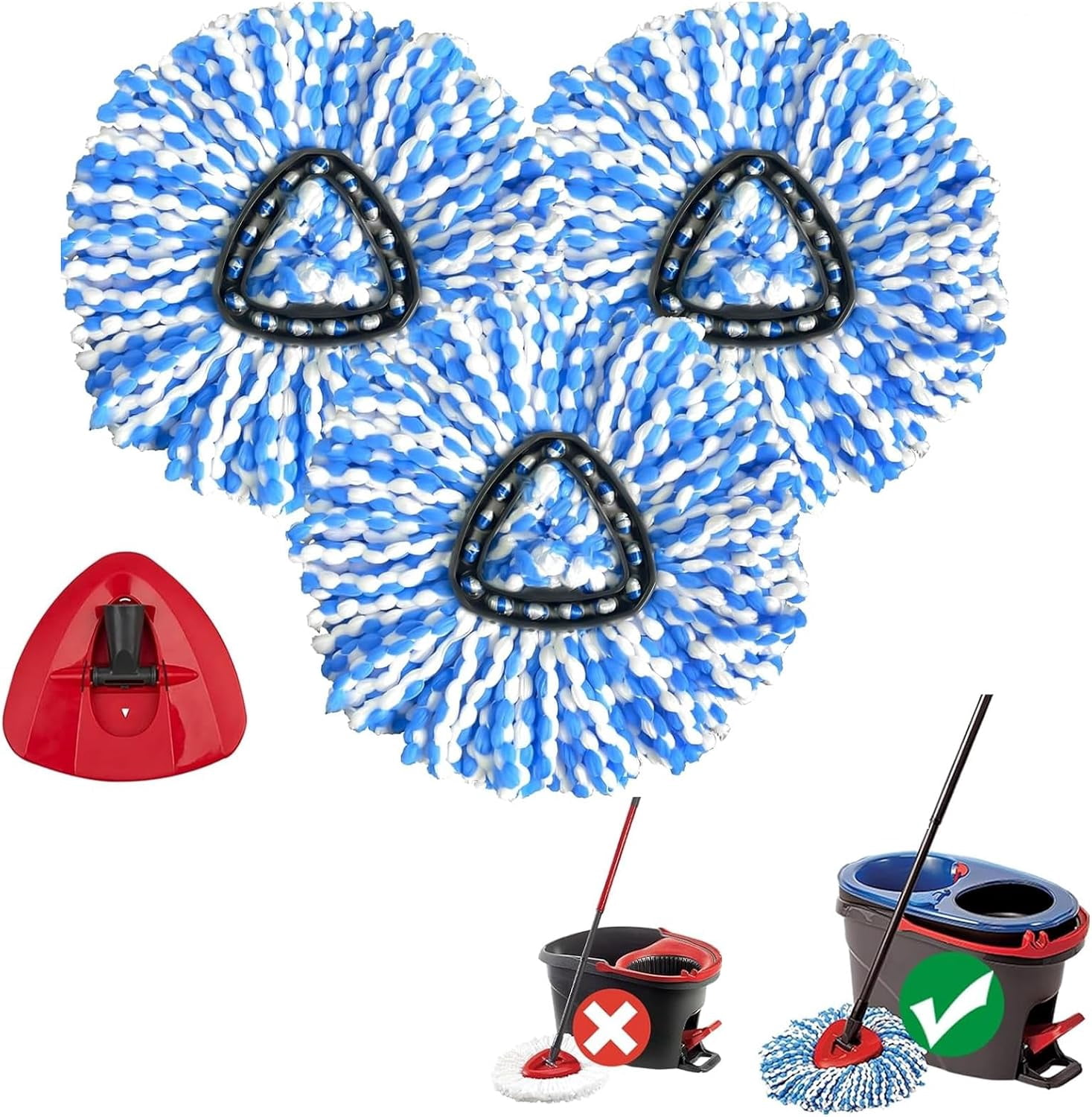 3 packs of rotating mop replacement heads, compatible with dual water ...