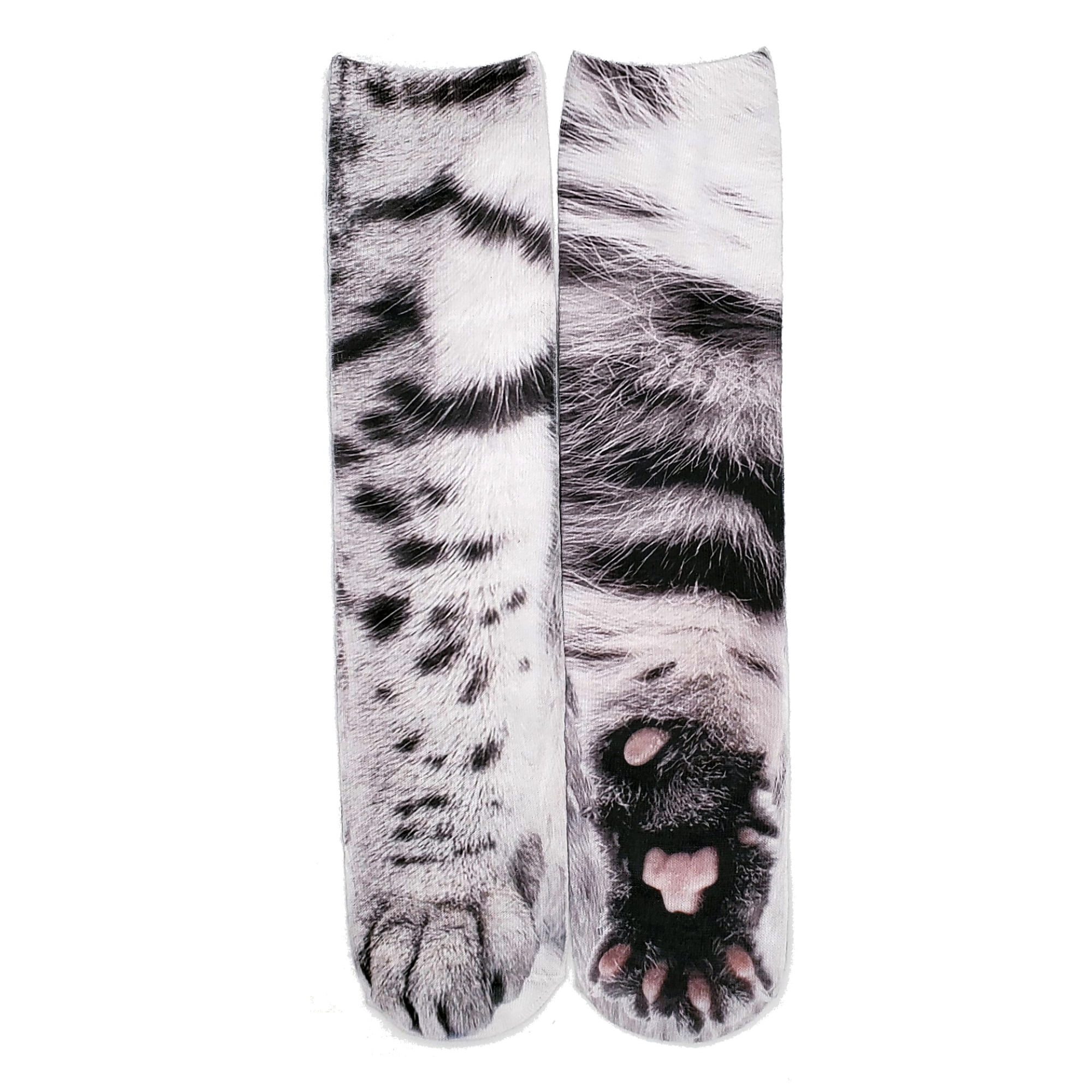 3 pairs Animal Paw Socks 3D Printed Crew Length Furry Cute Art Cartoon ...