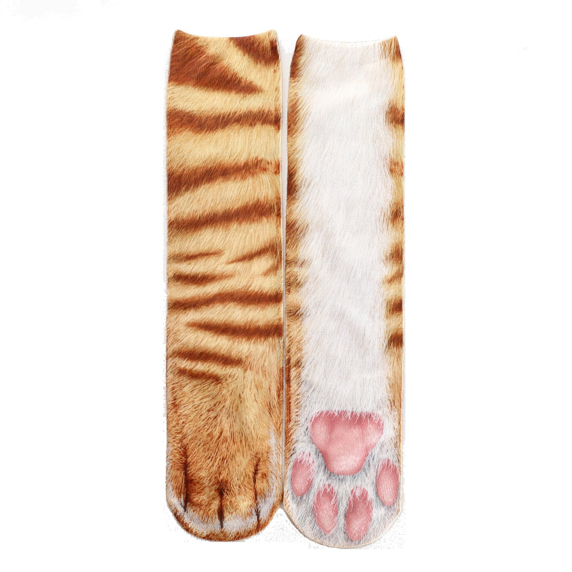3 pairs Animal Paw Socks 3D Printed Crew Length Furry Cute Art Cartoon ...