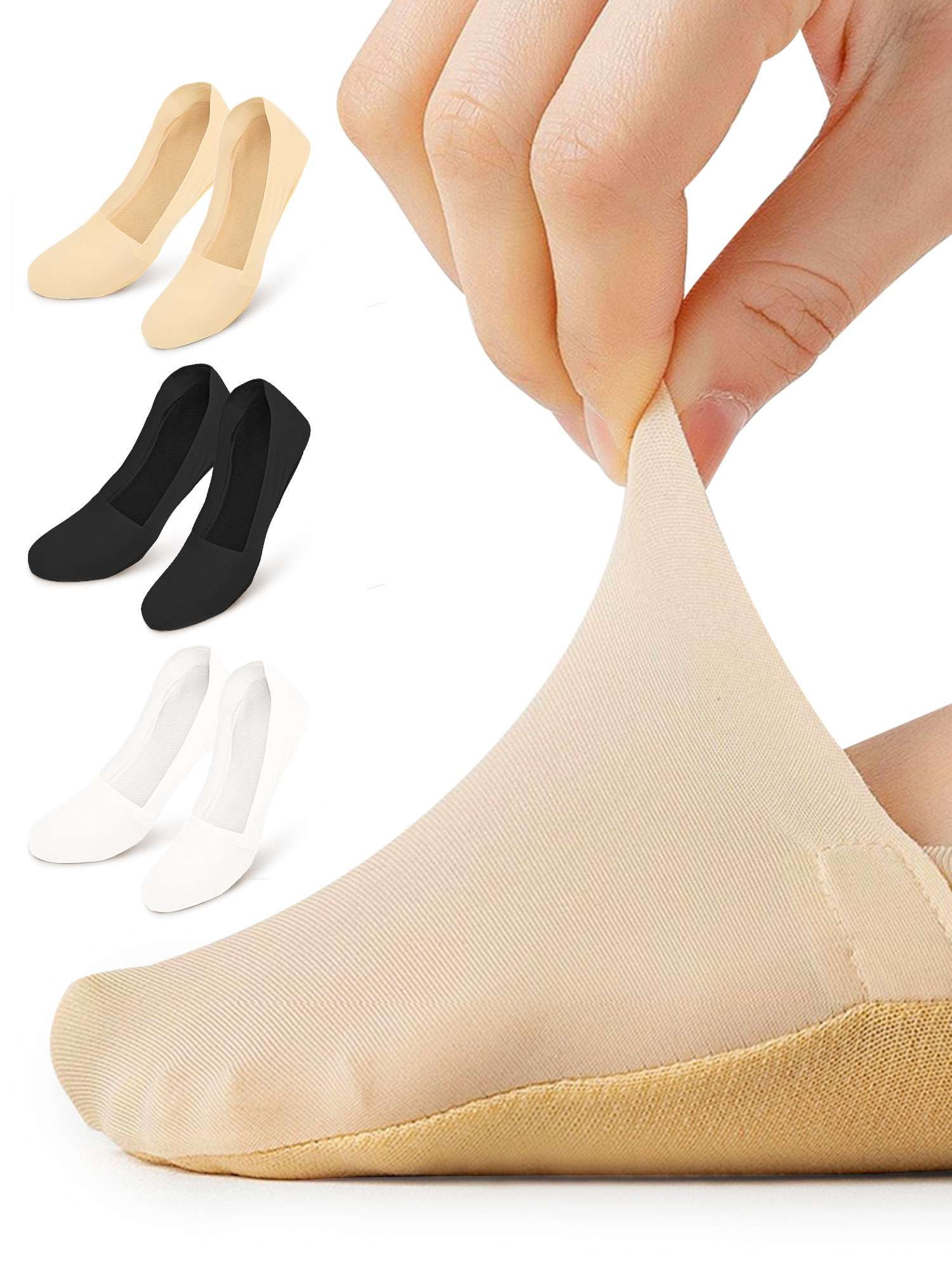 3 pairs Women No Show Socks Ultra Low Cut Liner Socks Ice Feeling socks ...