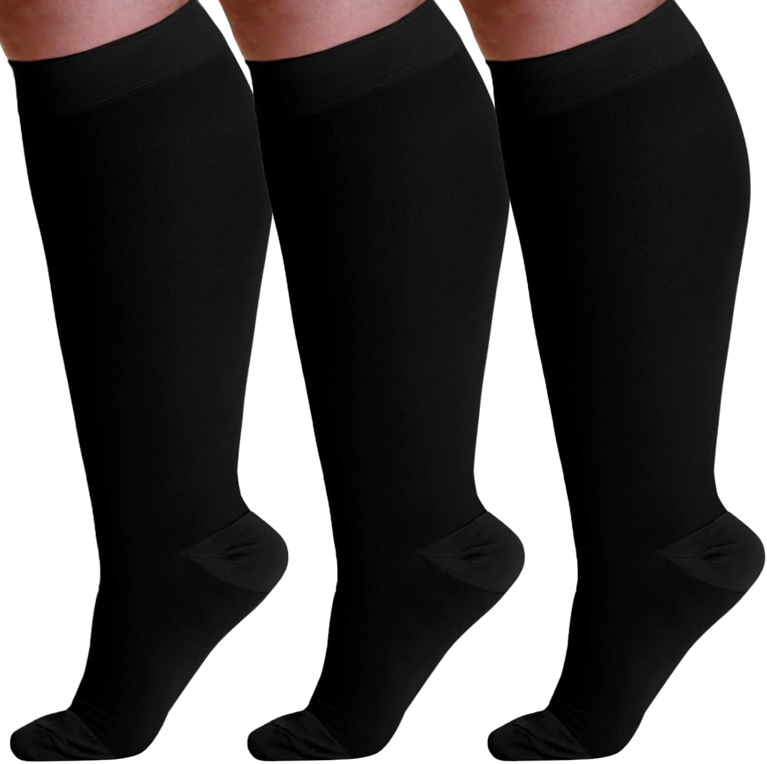 (3 pairs) compression knee high for women and men 20-30mmhg - opaque ...