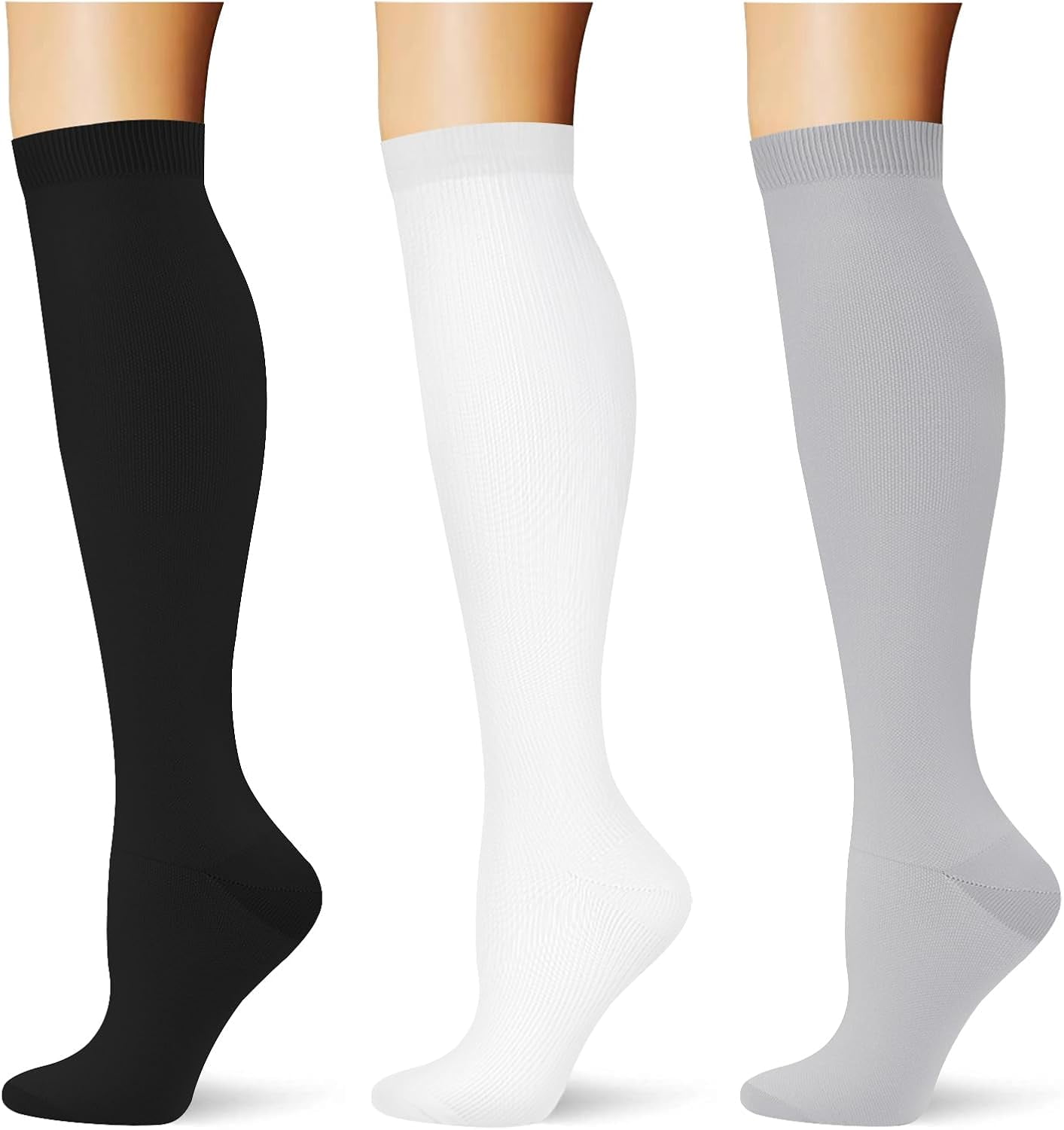 3 Pairs Compression Socks 20 30 Mmhg Long Knee High Socks For Women Men Support Athletic