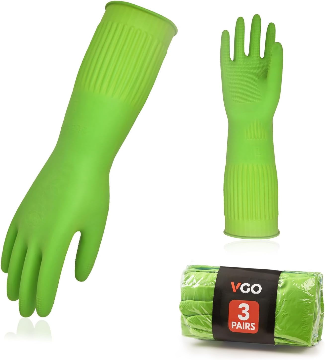...3 pairs of dishwashing gloves – reusable household, kitchen, long ...