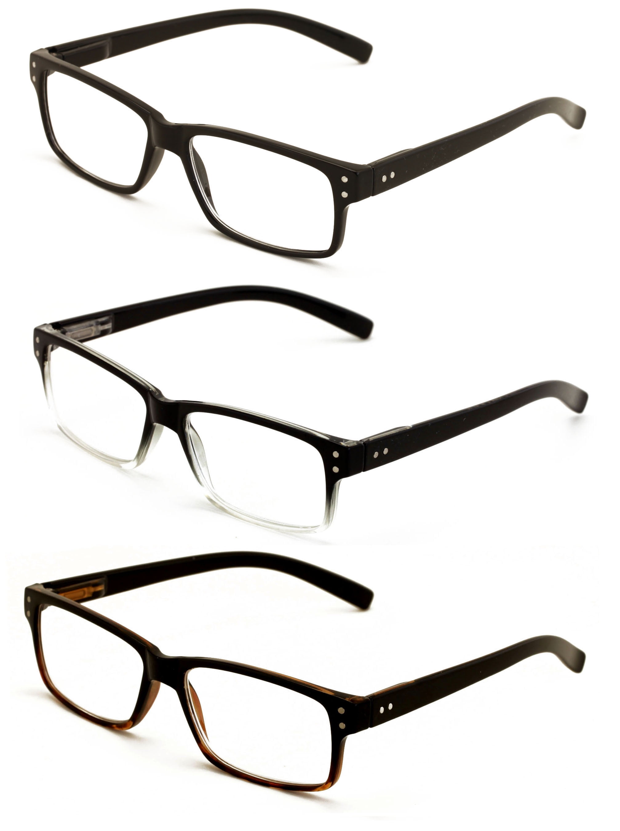 3 pairs of men women rectangular modern reading glasses - comfortable ...