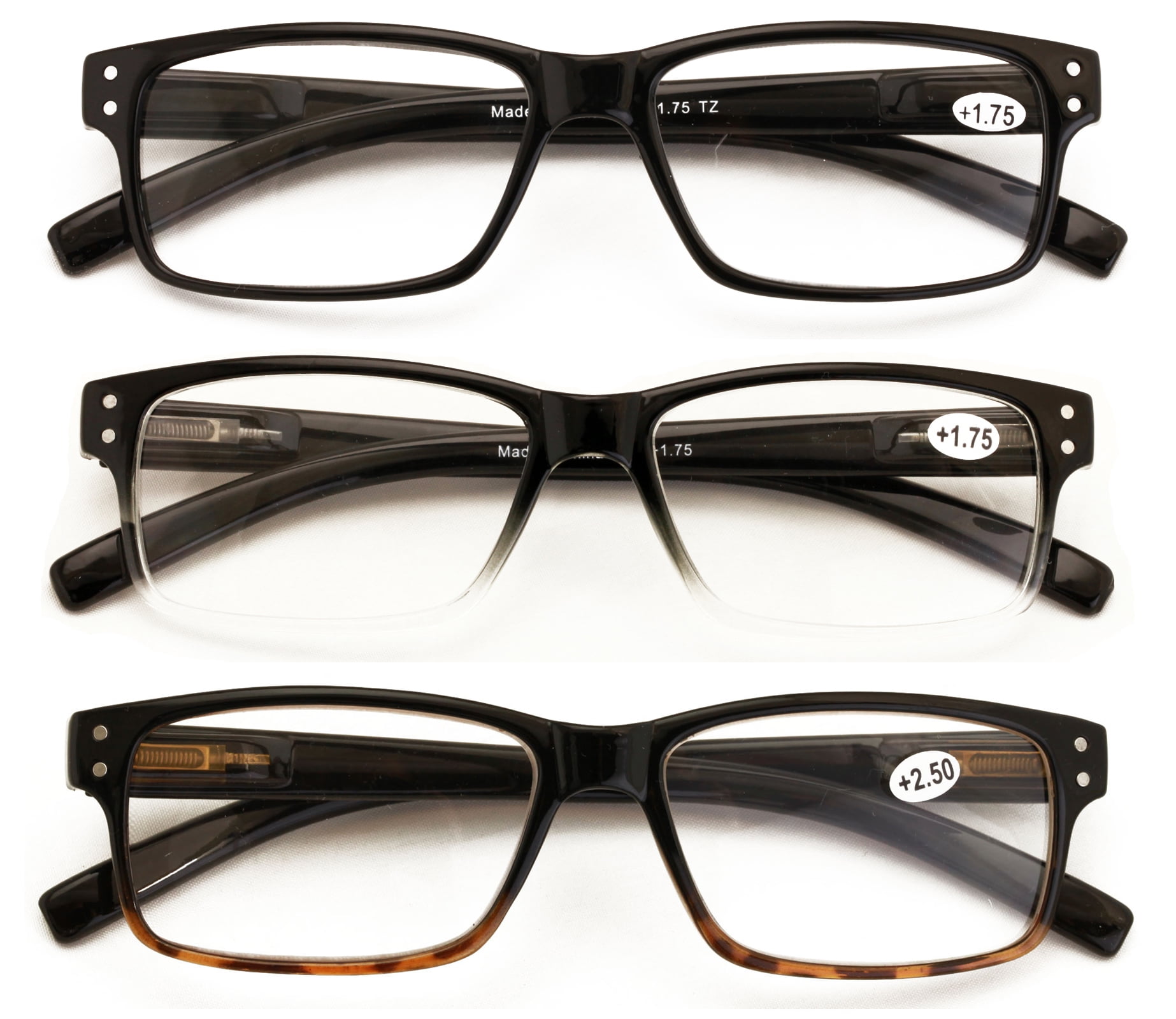 3 pairs of men women rectangular modern reading glasses - comfortable ...