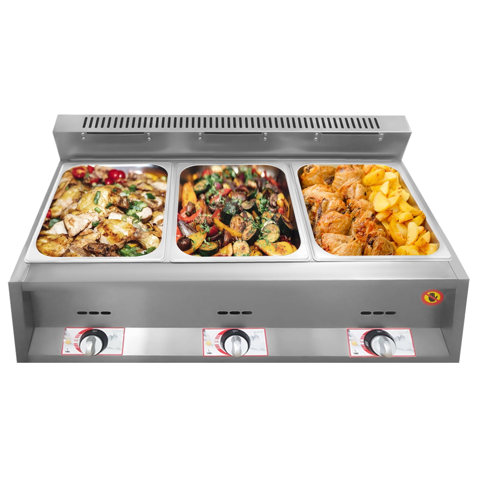 3-pan Food Heating Pot 430 Magnetic Stainless Steel Heating Pot Natural ...