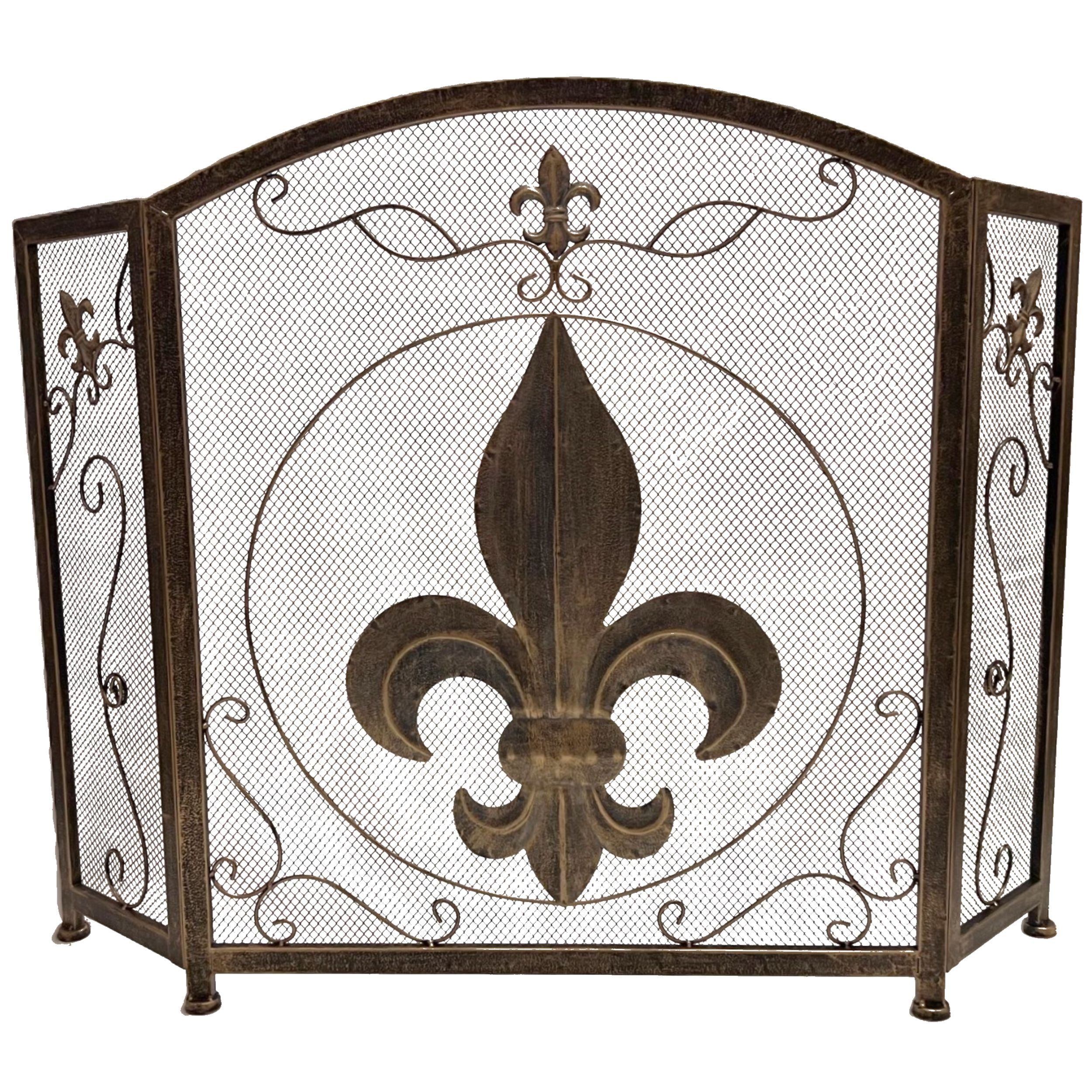 3-panel Foldable Fireplace Screen with Fleur De Lis Design - Walmart.com