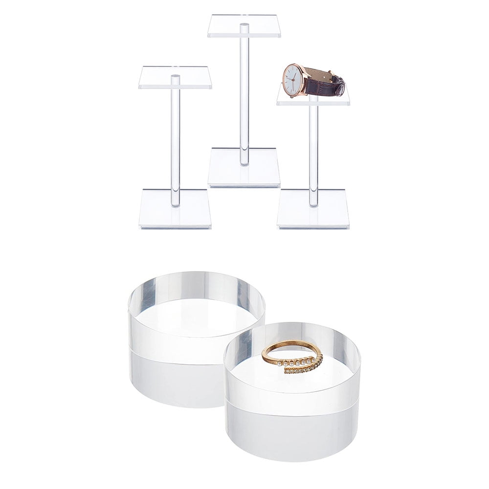 3 pc 2Pcs Acrylic Display Base Clear Acrylic Round Cylinder Display ...