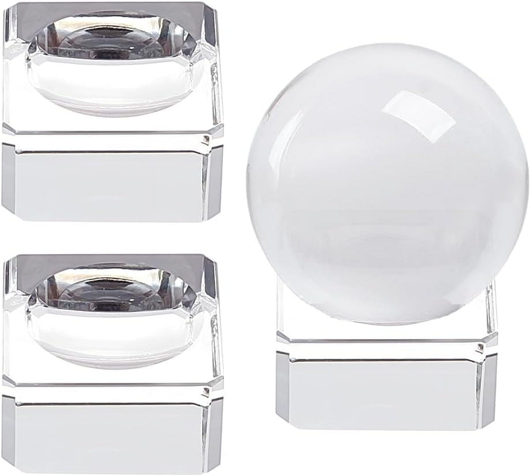 3 pc 3pcs Crystal Ball Stand Clear Sphere Holder Ball Stand Square ...