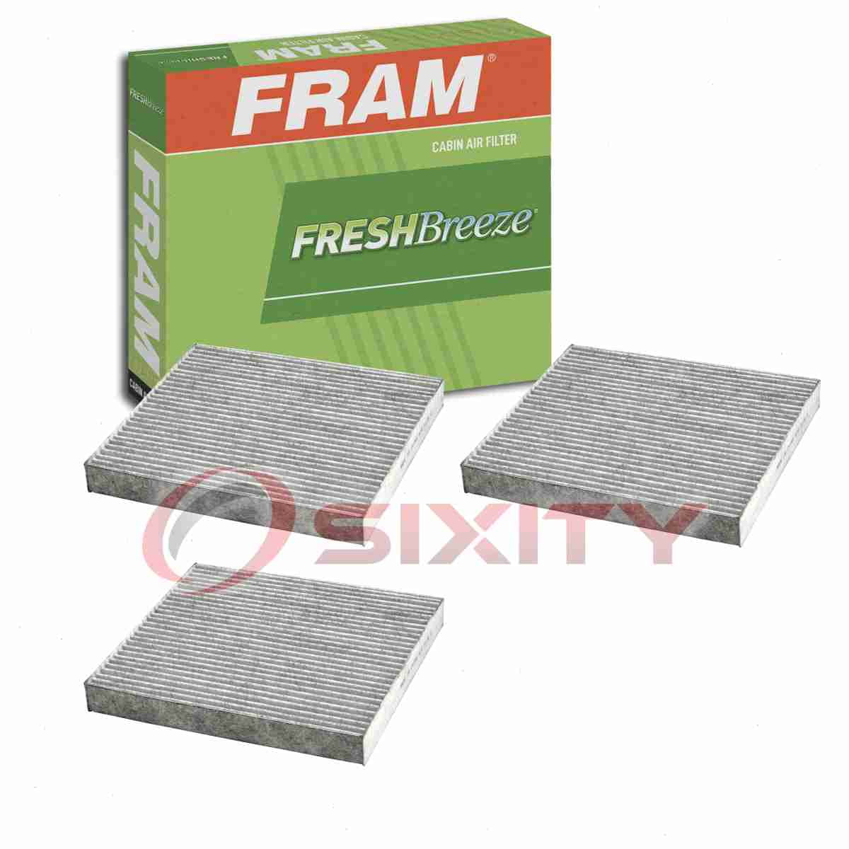 3 pc FRAM CF10381 Fresh Breeze Cabin Air Filters for AFC1239 CAF1903P CF-263 FPCF11776 MC35676 ...