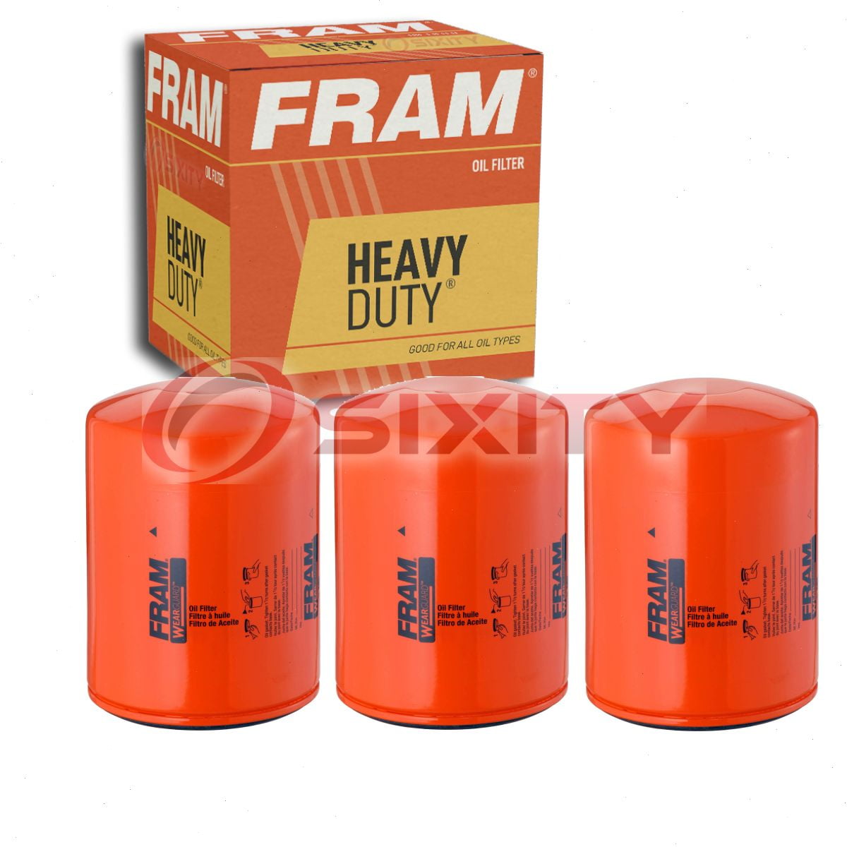 3 pc FRAM PH3766 Heavy Duty Engine Oil Filters for 1808896C1 5003558AA AL8316 D494 LF483 PF2221 ...