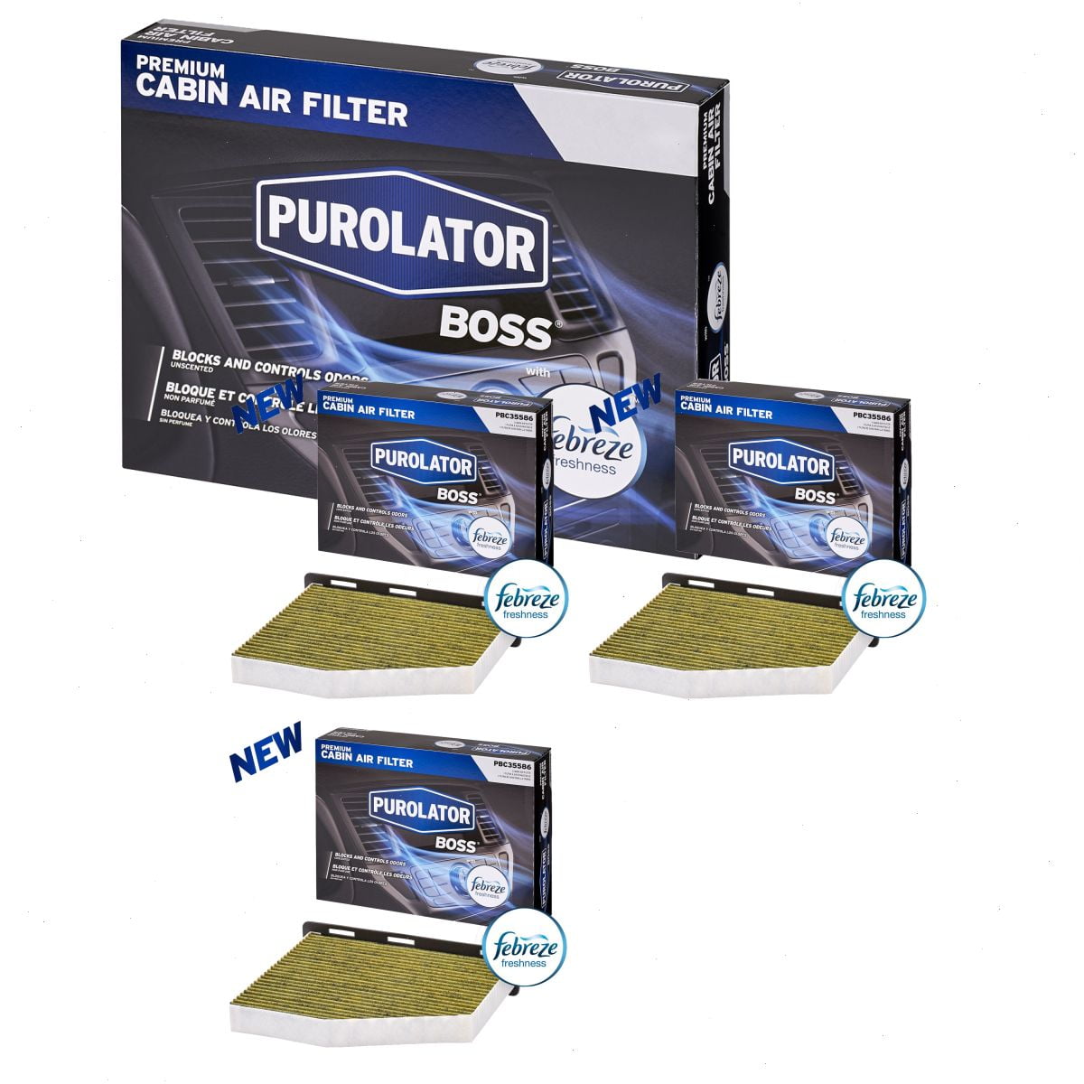 3 pc Purolator BOSS PBC35586 Cabin Air Filters for HVAC Heating ...