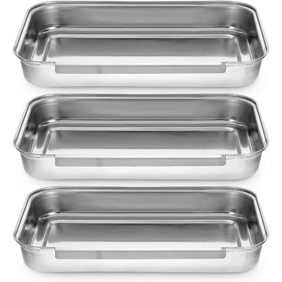 3 pc Stainless Steel Breading Tray Set – Stackable Metal Food Trays for ...