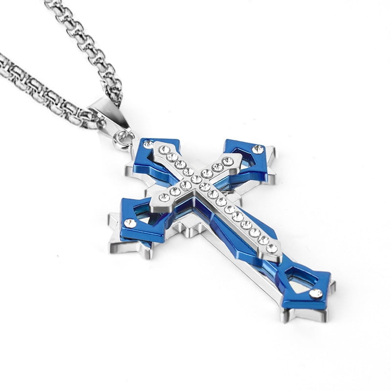 3 pc Stainless Steel box Chains Necklaces with Alloy Rhinestone ...