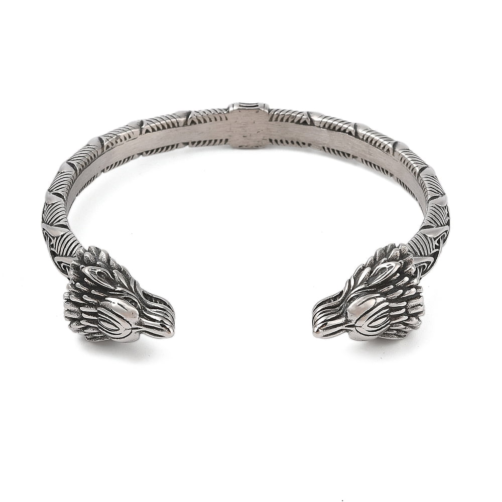 3 pc Viking 304 Stainless Steel Open Cuff Bangles for Men Antique ...