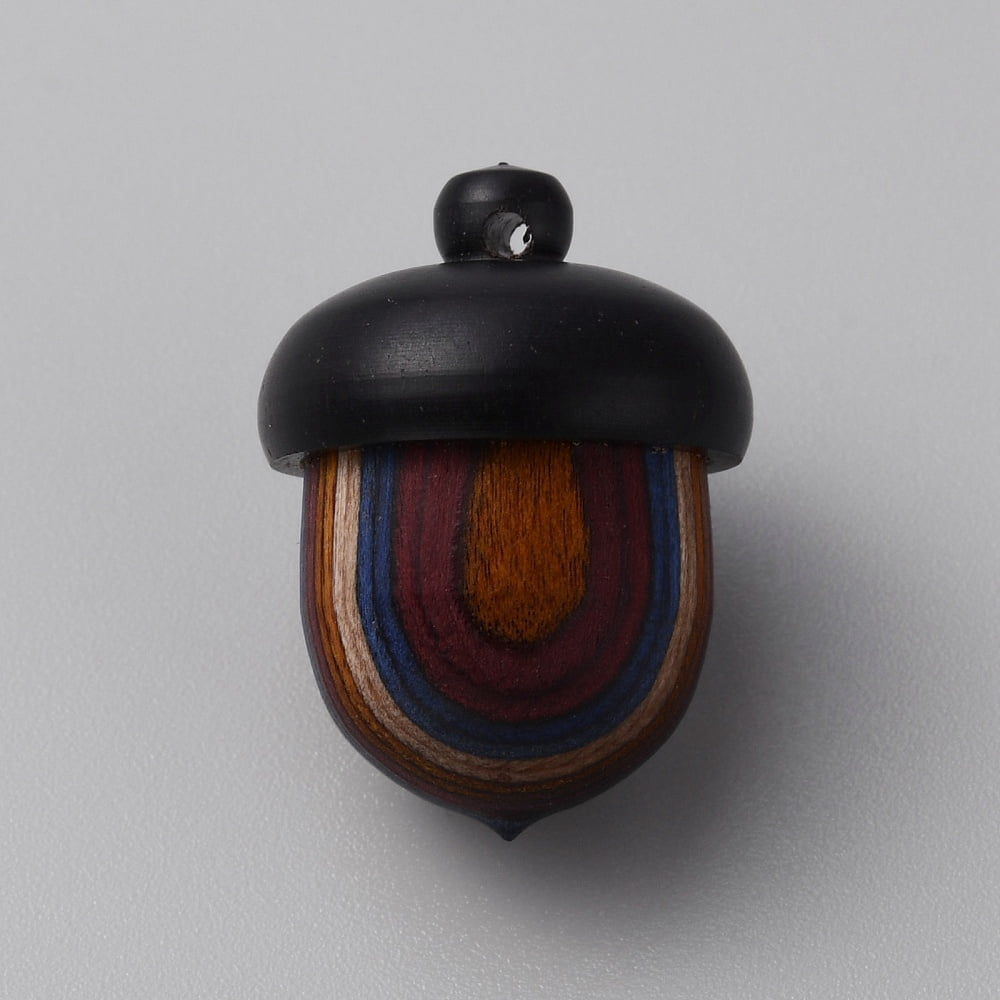 3 pc Wooden Acorn box Jewelry Pendants Rainbow Acorn Charm with Screw ...