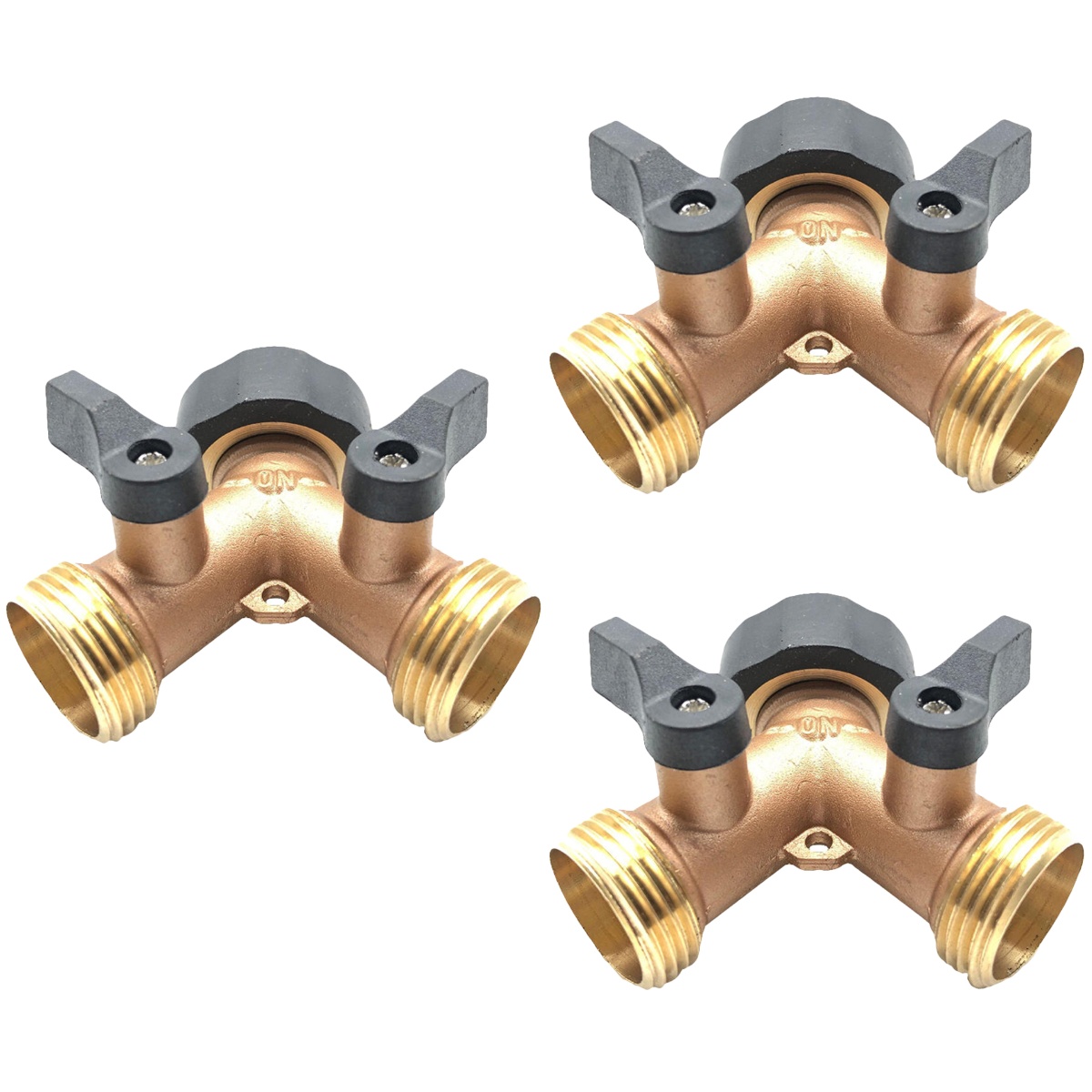 3 pcs 3/4 Hose Splitter Brass Ball Splitter Hose Tap Connector ...