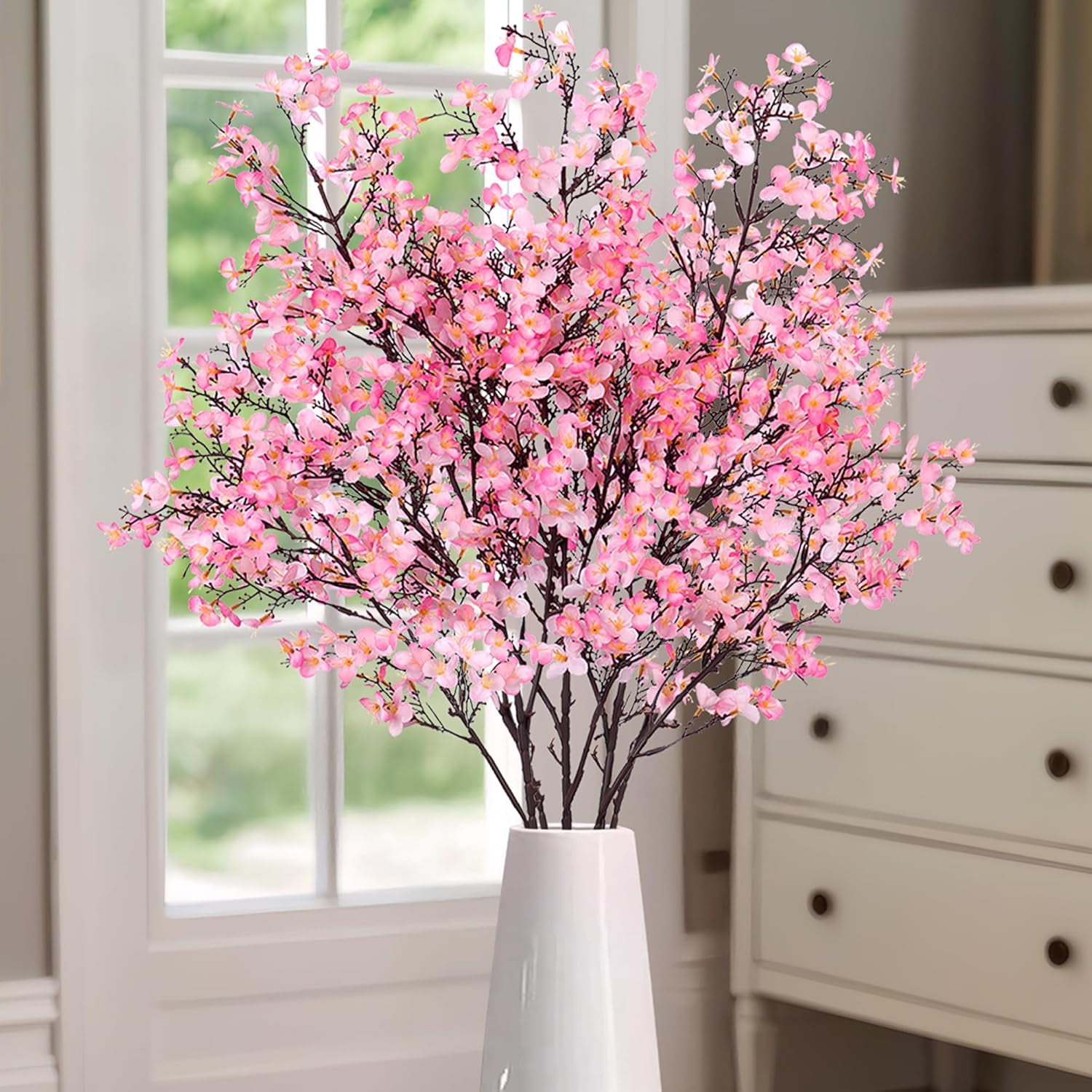 3 pcs Artificial Fake Cherry Blossom Flowers Branches for Vase, Faux ...