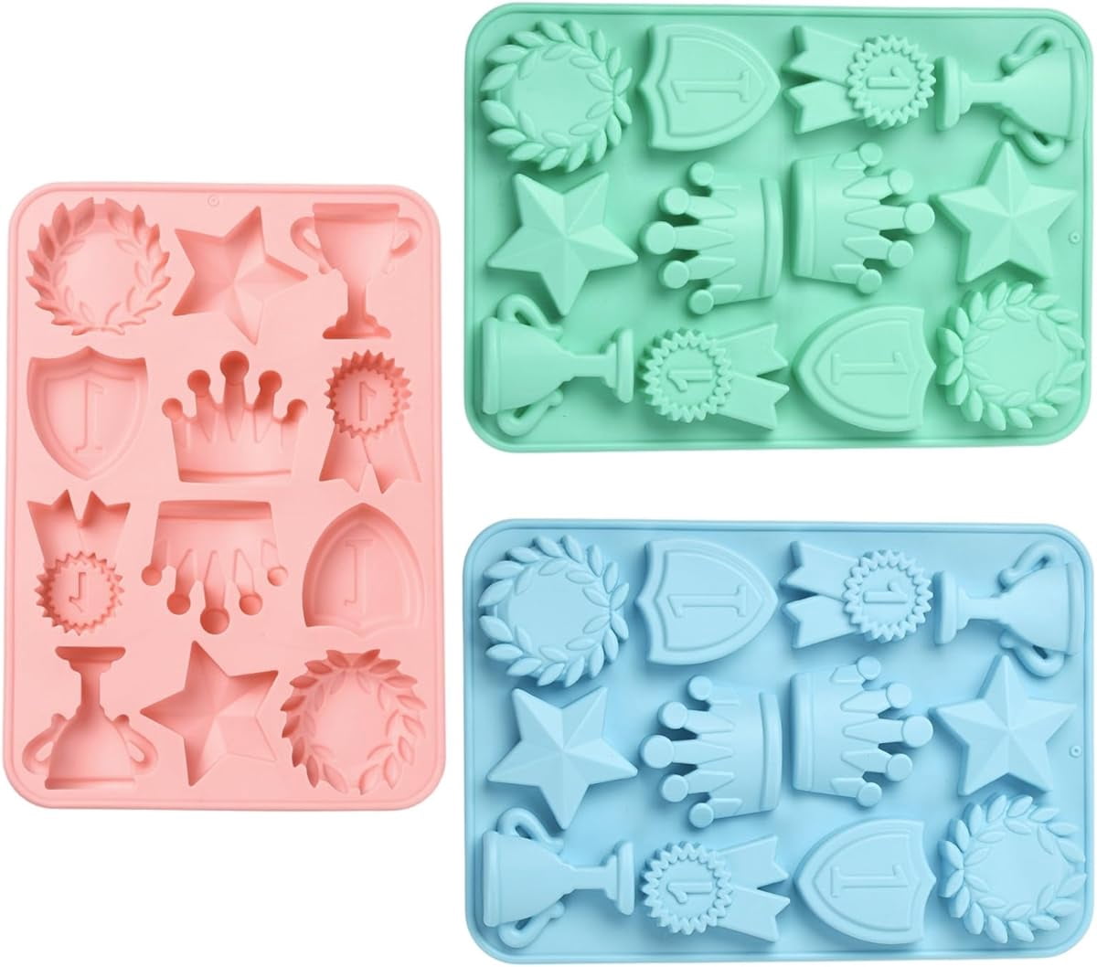 3 pcs Award Series Silicone Molds Crown Medal Shaped Chocolate Molds ...