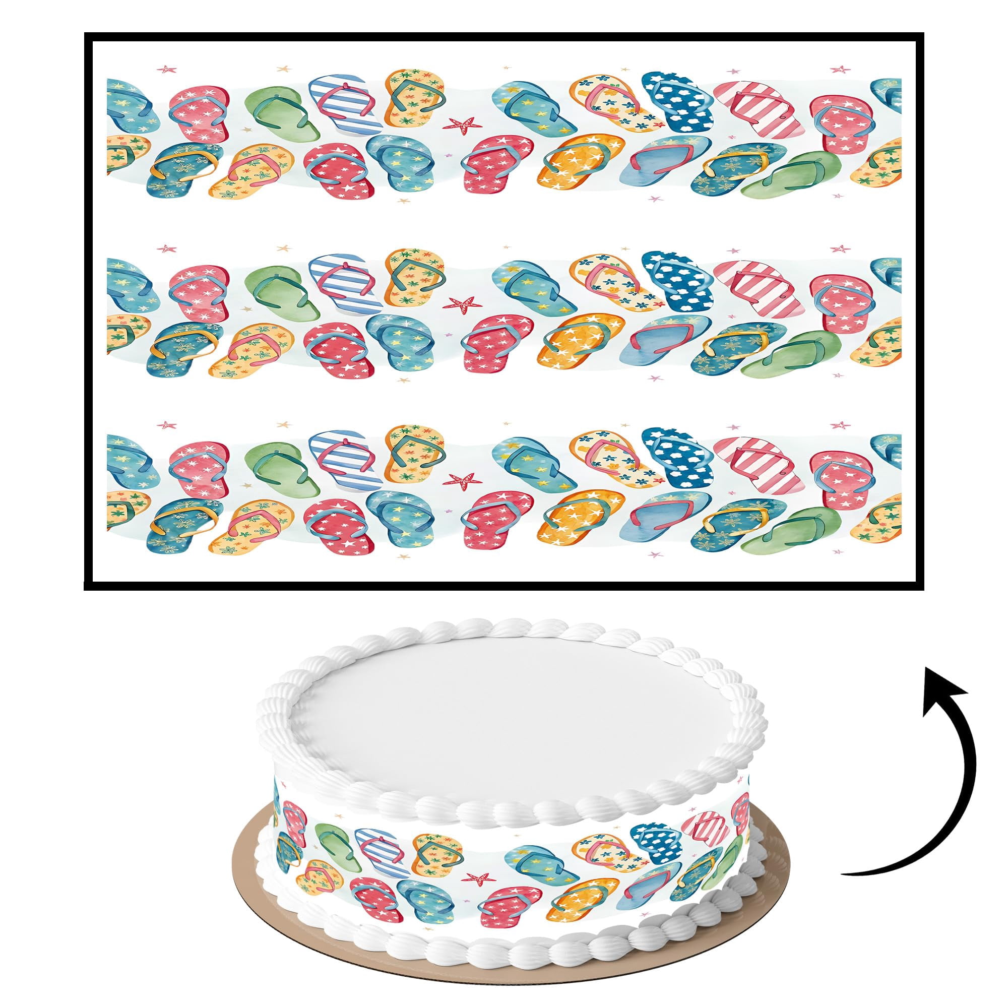 3 pcs Beach Toy Summer Border Cake Strips Edible birthday cake strips ...