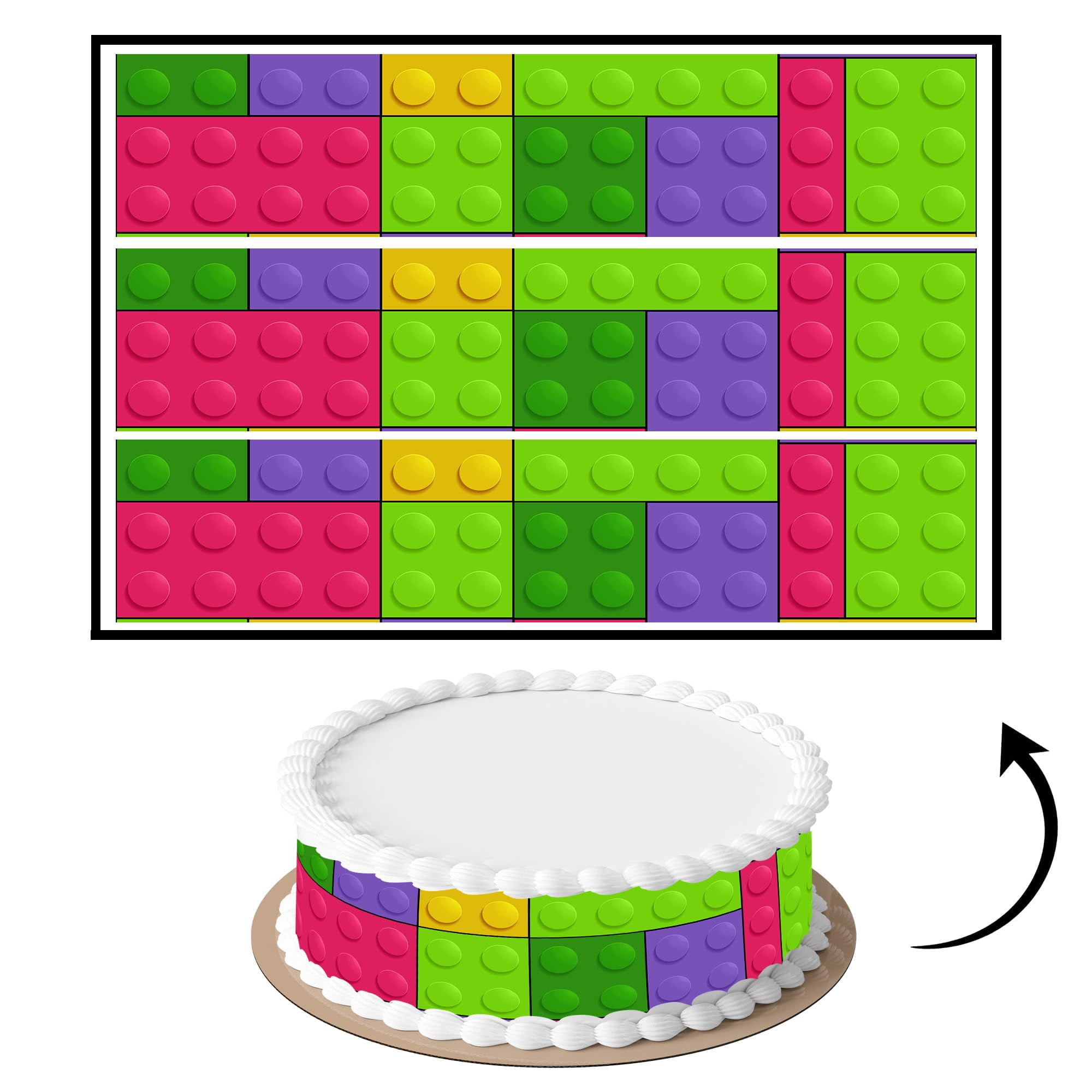 3 pcs Bricks Neon Rainbow Cake Strips Edible birthday cake strips, cake ...