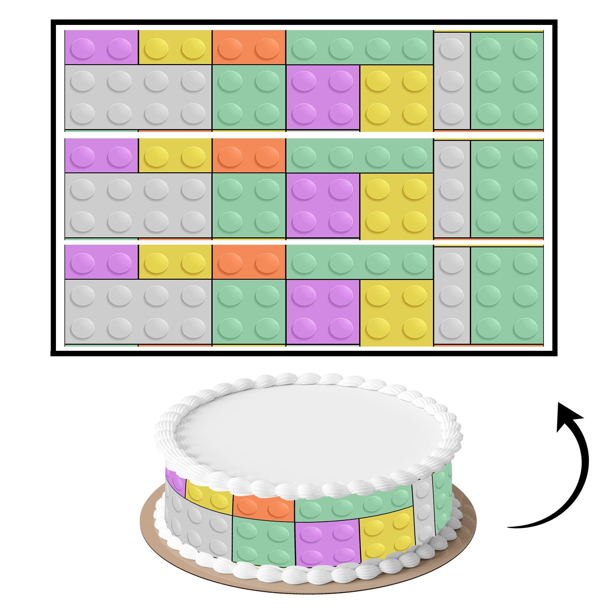 3 pcs Bricks Warm Pastel Cake Strips Edible birthday cake strips, cake ...