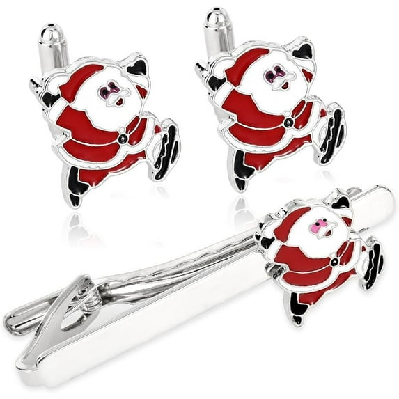 3 pcs Christmas Cufflinks and Tie Clip Set for Men, Santa Claus and ...