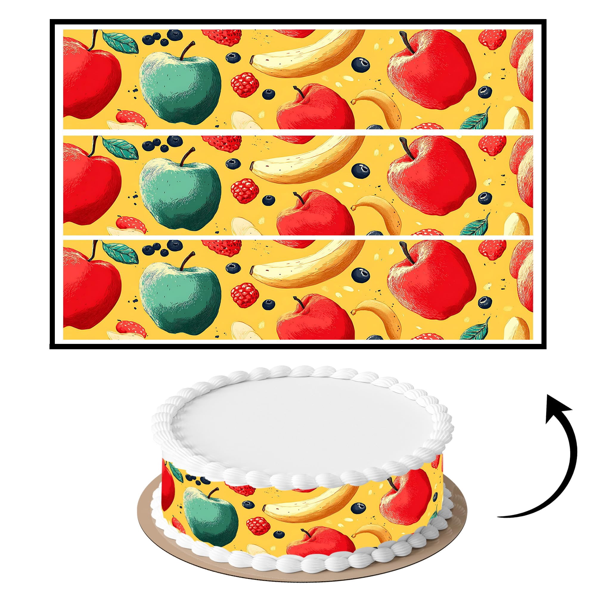 3 pcs Citrus Pop Pattern Cake Strips Edible birthday cake strips, cake ...