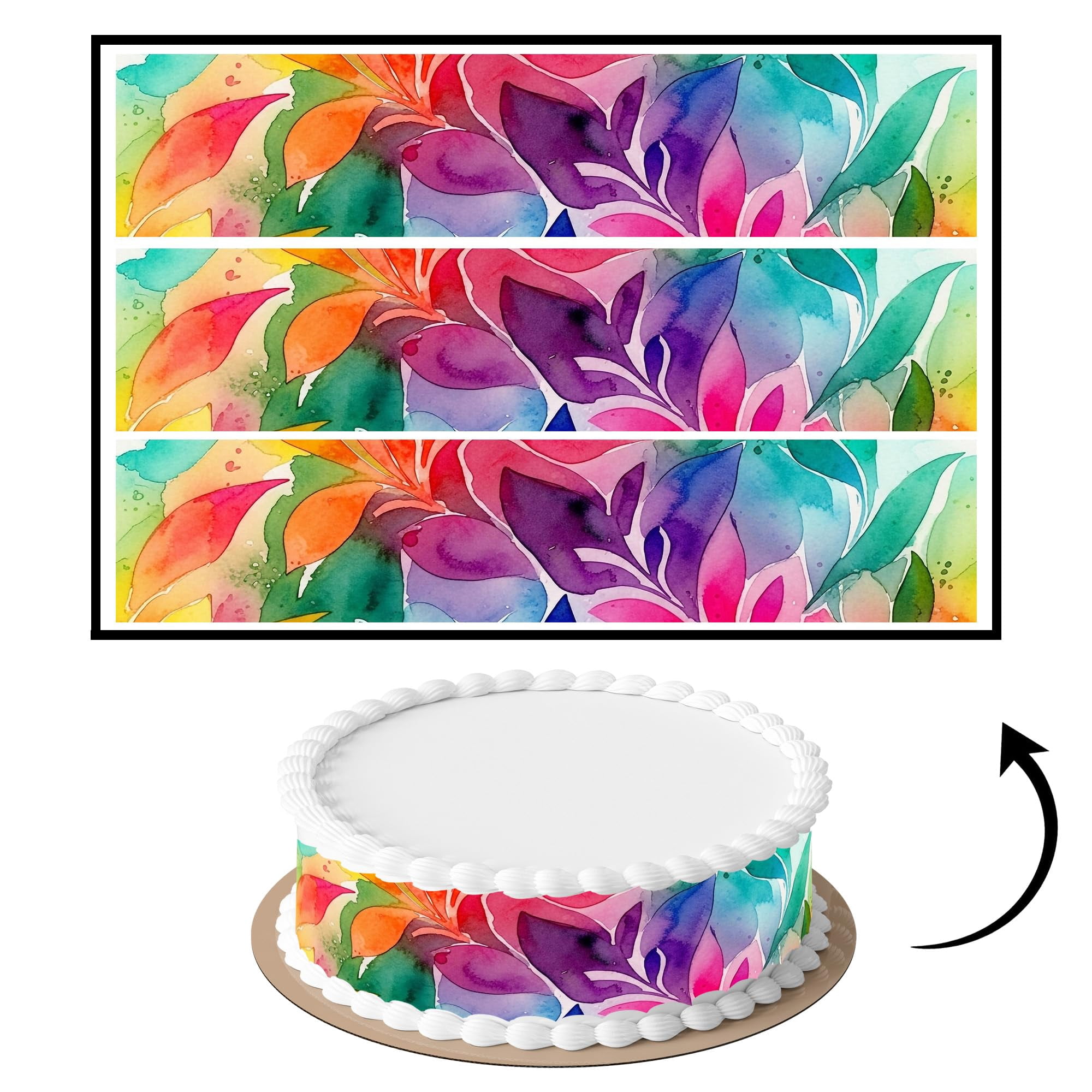 3 pcs Color Pop Garden Cake Strips Edible birthday cake strips, cake ...