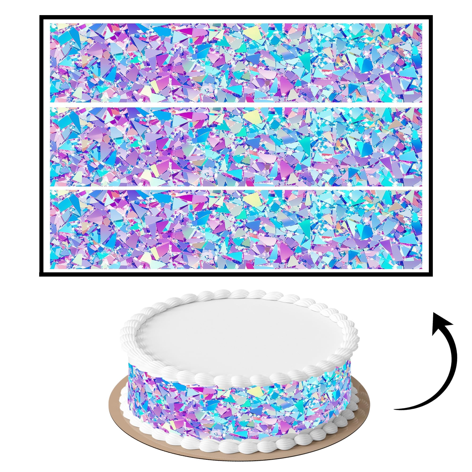 3 pcs Colorful Glitter Confetti Cake Strips Edible birthday cake strips ...
