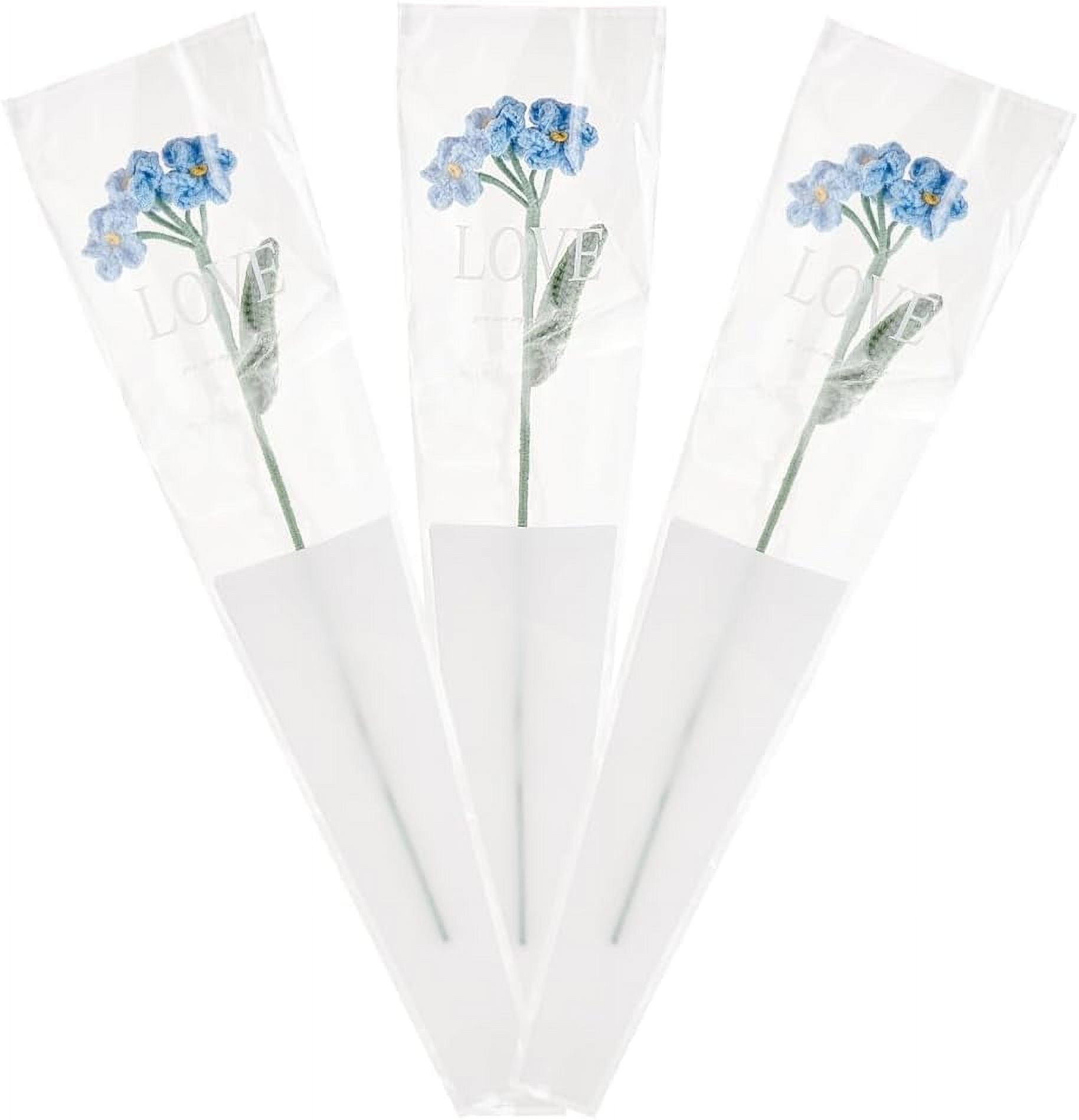 3 pcs Crochet Forget Me Not Flower Light Sky Blue Handmade Crocheted ...